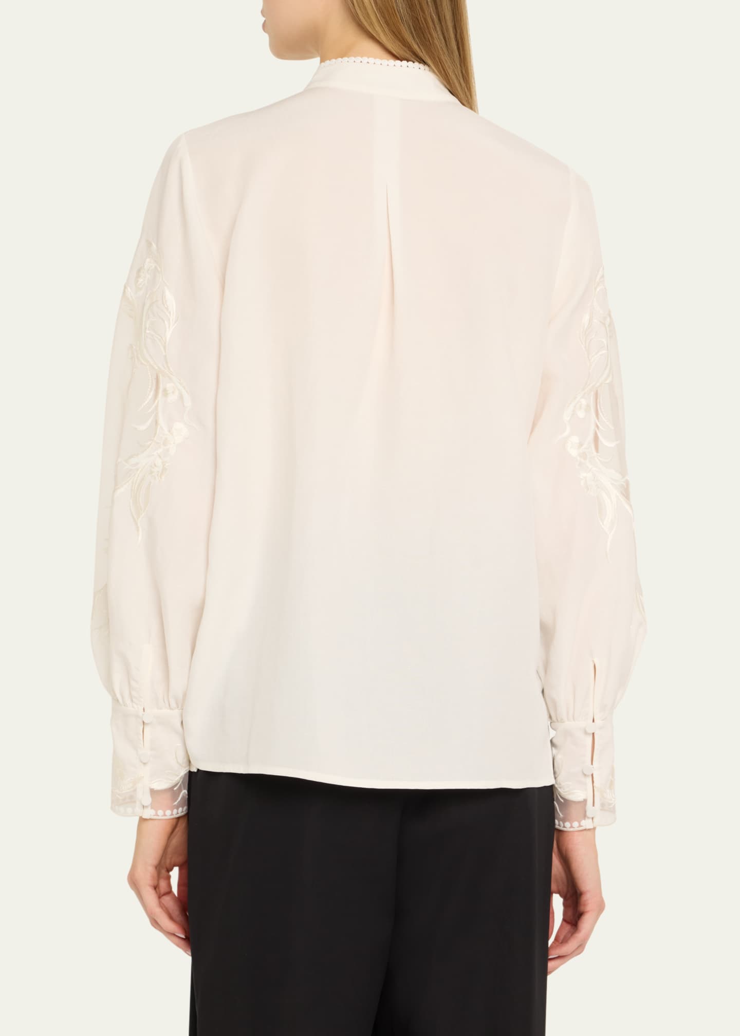 Kobi Halperin Angela Embroidered Sheer-Inset Blouse - Bergdorf Goodman