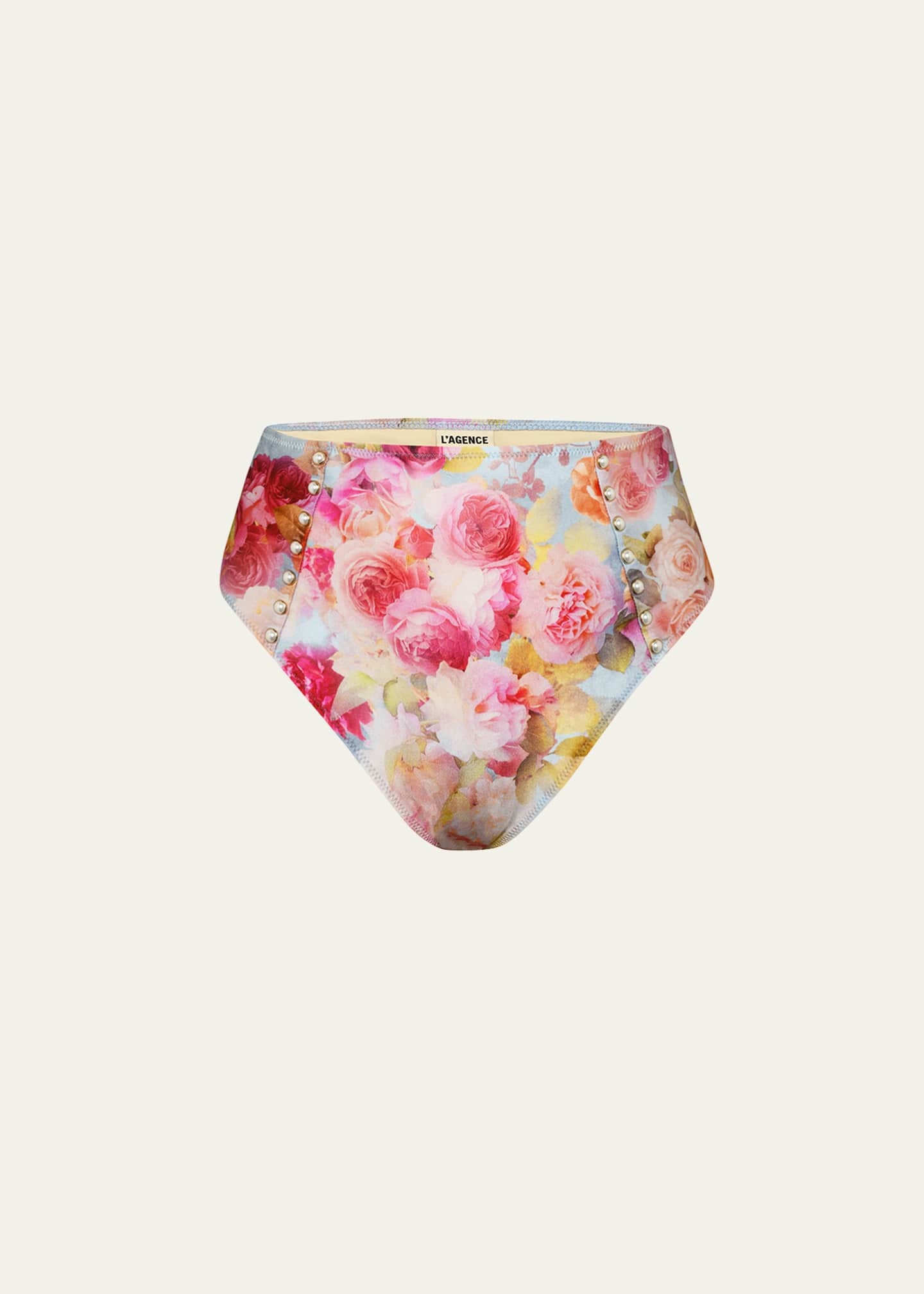 L'Agence Vanessa Soft Cloud Floral High-Waist Bikini Bottoms - Bergdorf Goodman