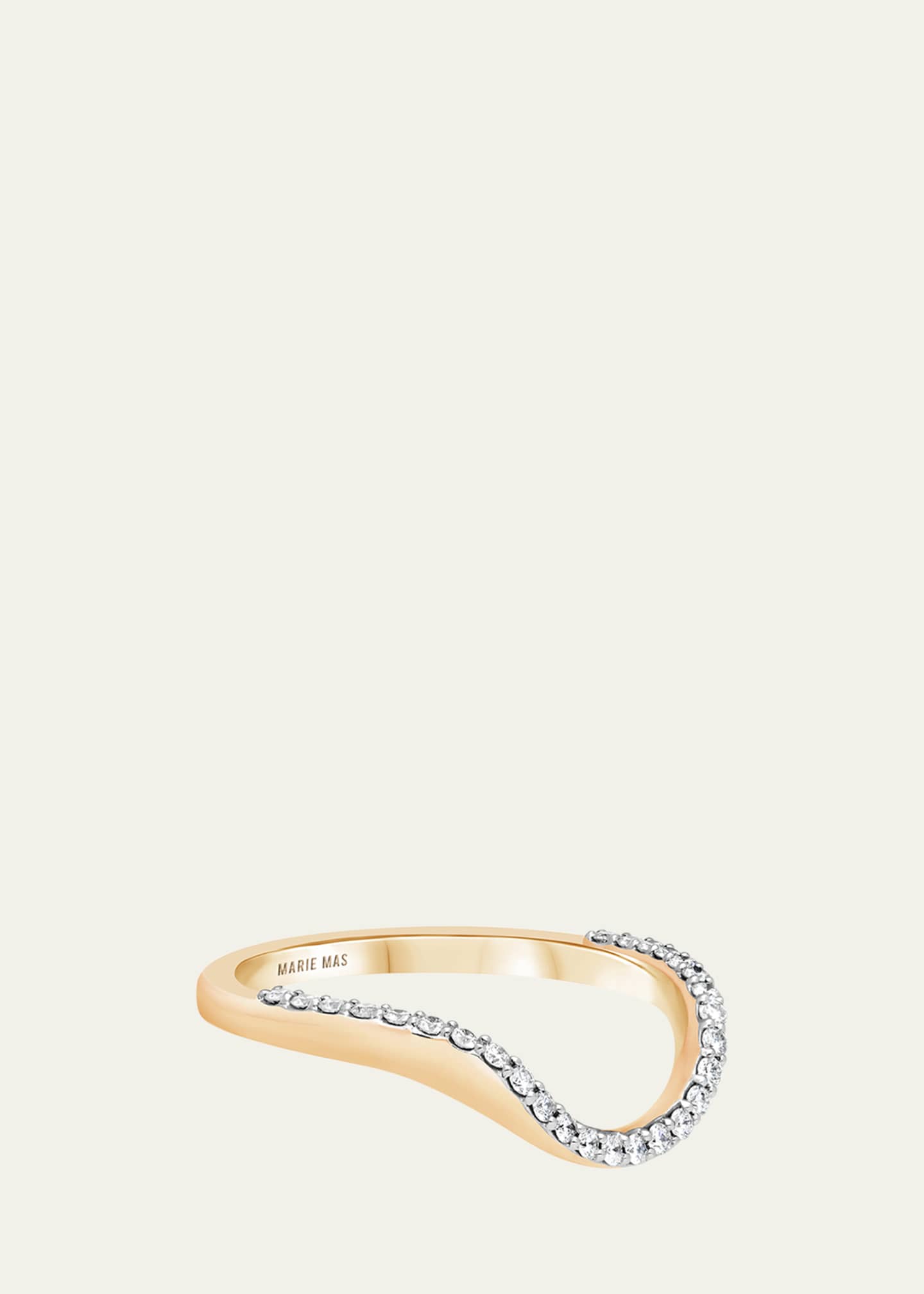 MARIE MAS 18K Yellow Gold Half Pave Diamond Halo Ring - Bergdorf Goodman