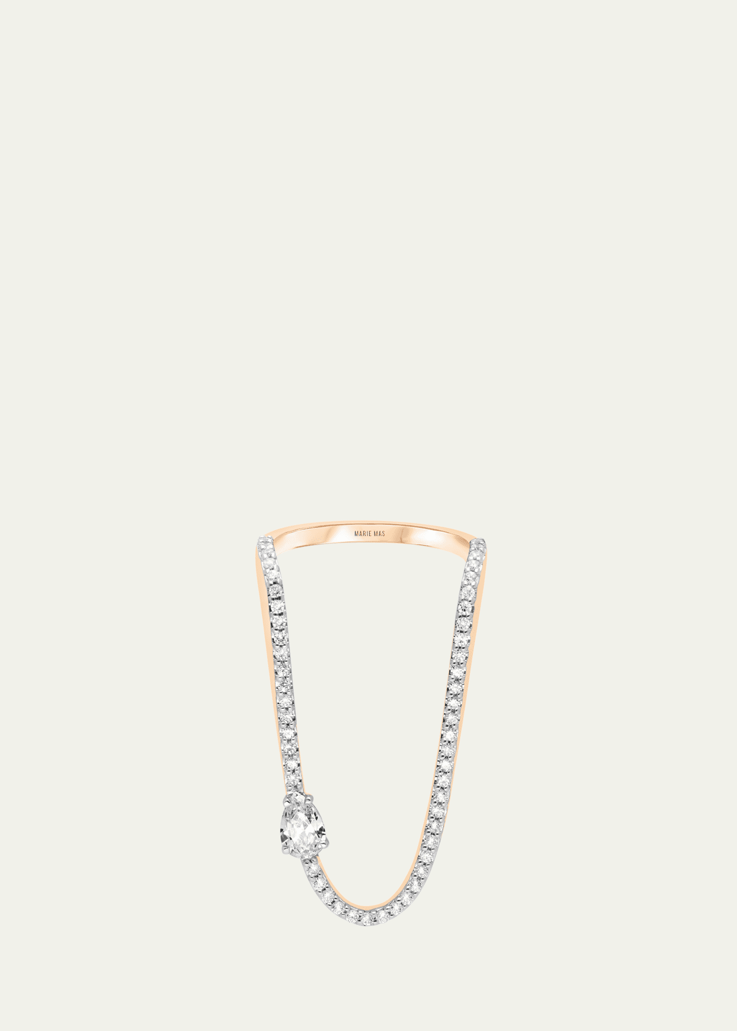 MARIE MAS 18K Rose Gold Half Pave and Floating Diamond Pear Aurora Ring - Bergdorf Goodman