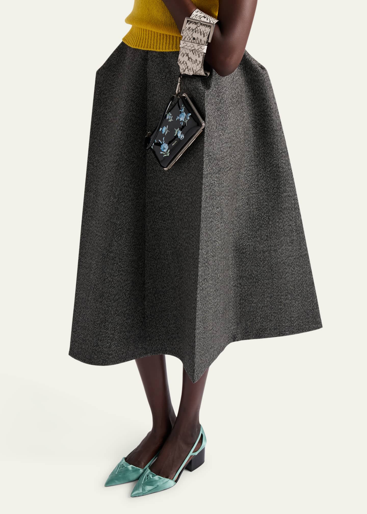Prada Structured Wool Midi Skirt - Bergdorf Goodman