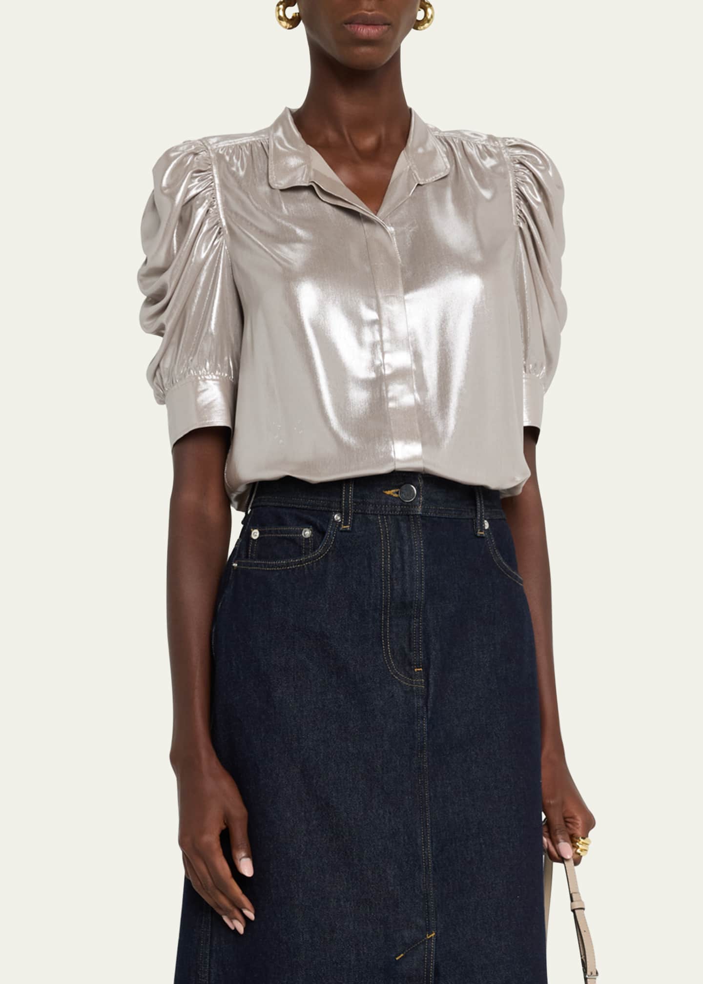 FRAME Gillian Metallic Lurex Top - Bergdorf Goodman