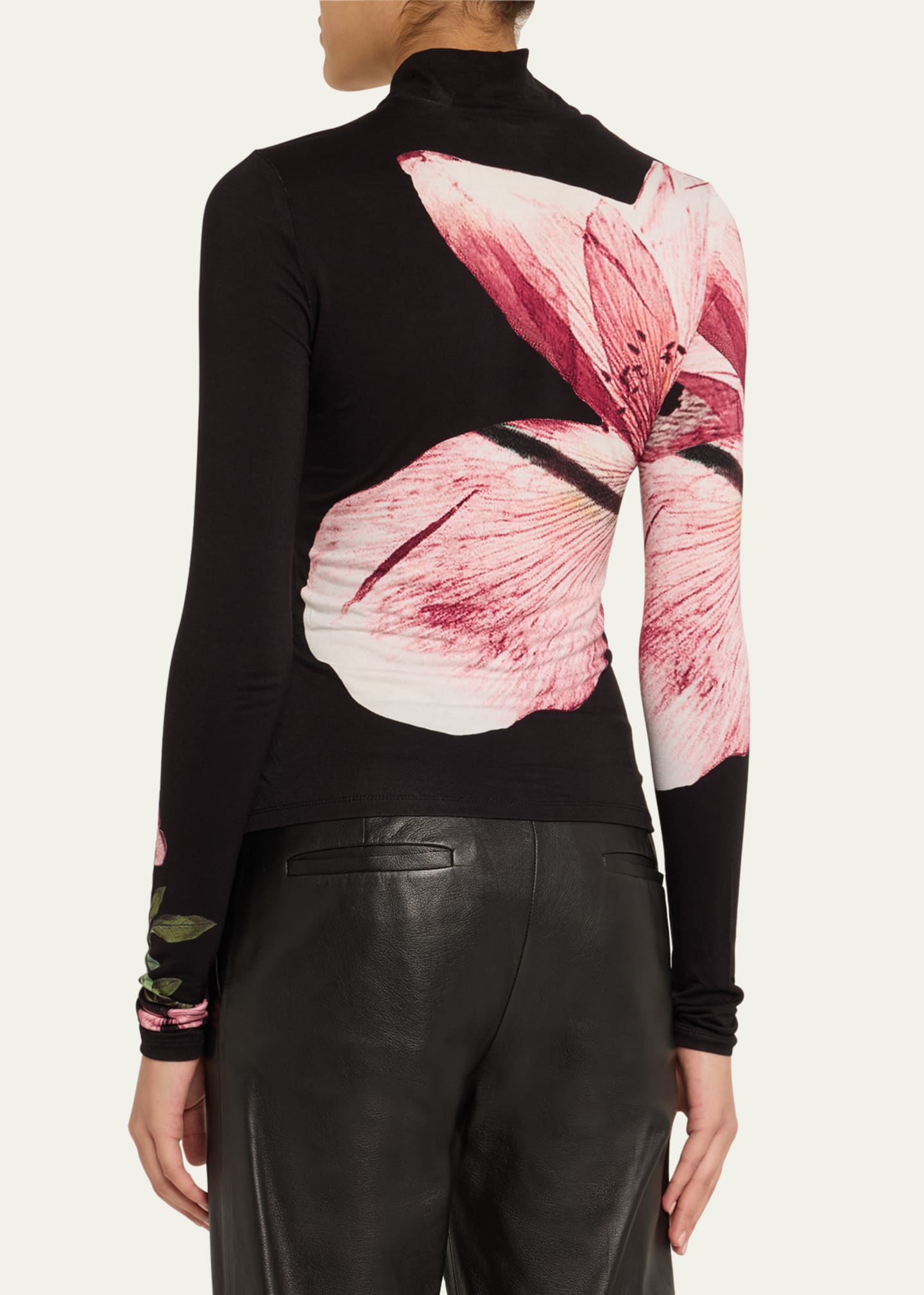 Alice + Olivia Luna Floral Delaina Long-Sleeve Turtleneck Top ...