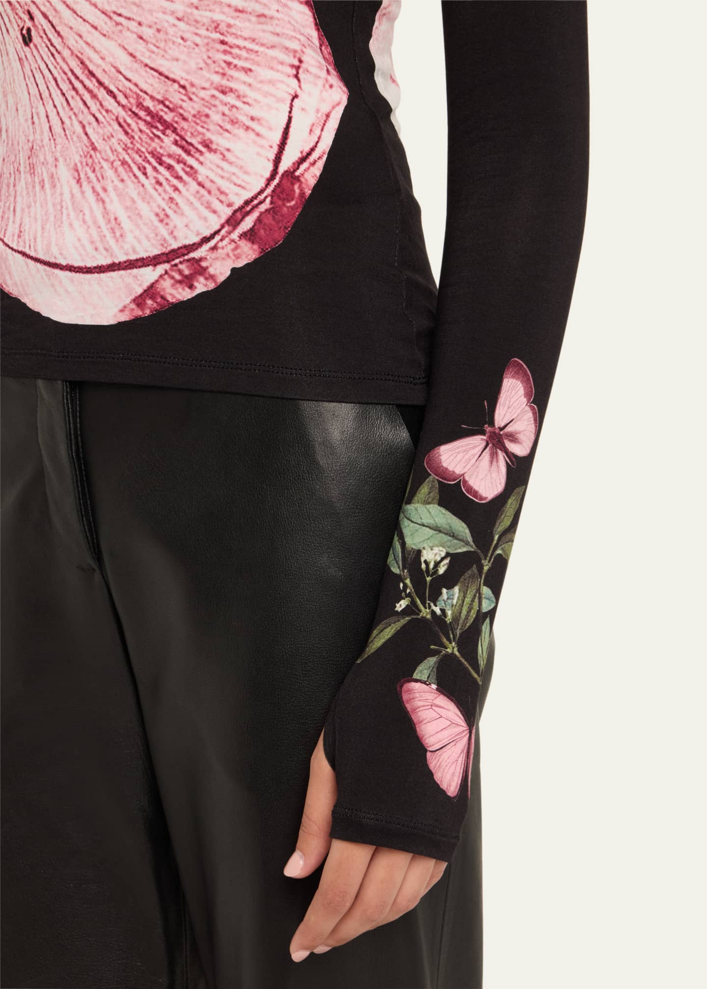 Alice + Olivia Luna Floral Delaina Long-Sleeve Turtleneck Top ...