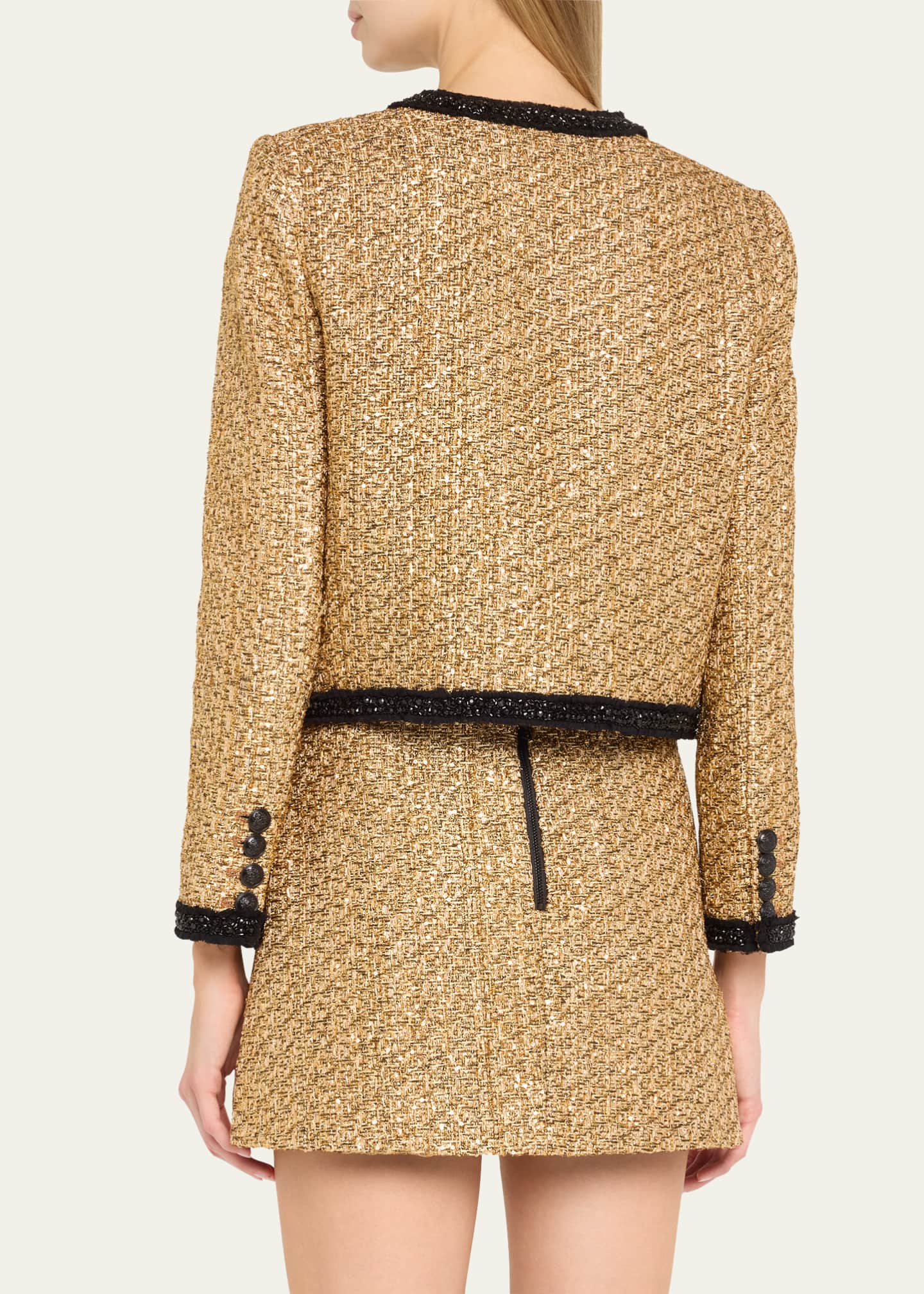 Alice + Olivia Landon Embellished Cropped Tweed Jacket - Bergdorf Goodman