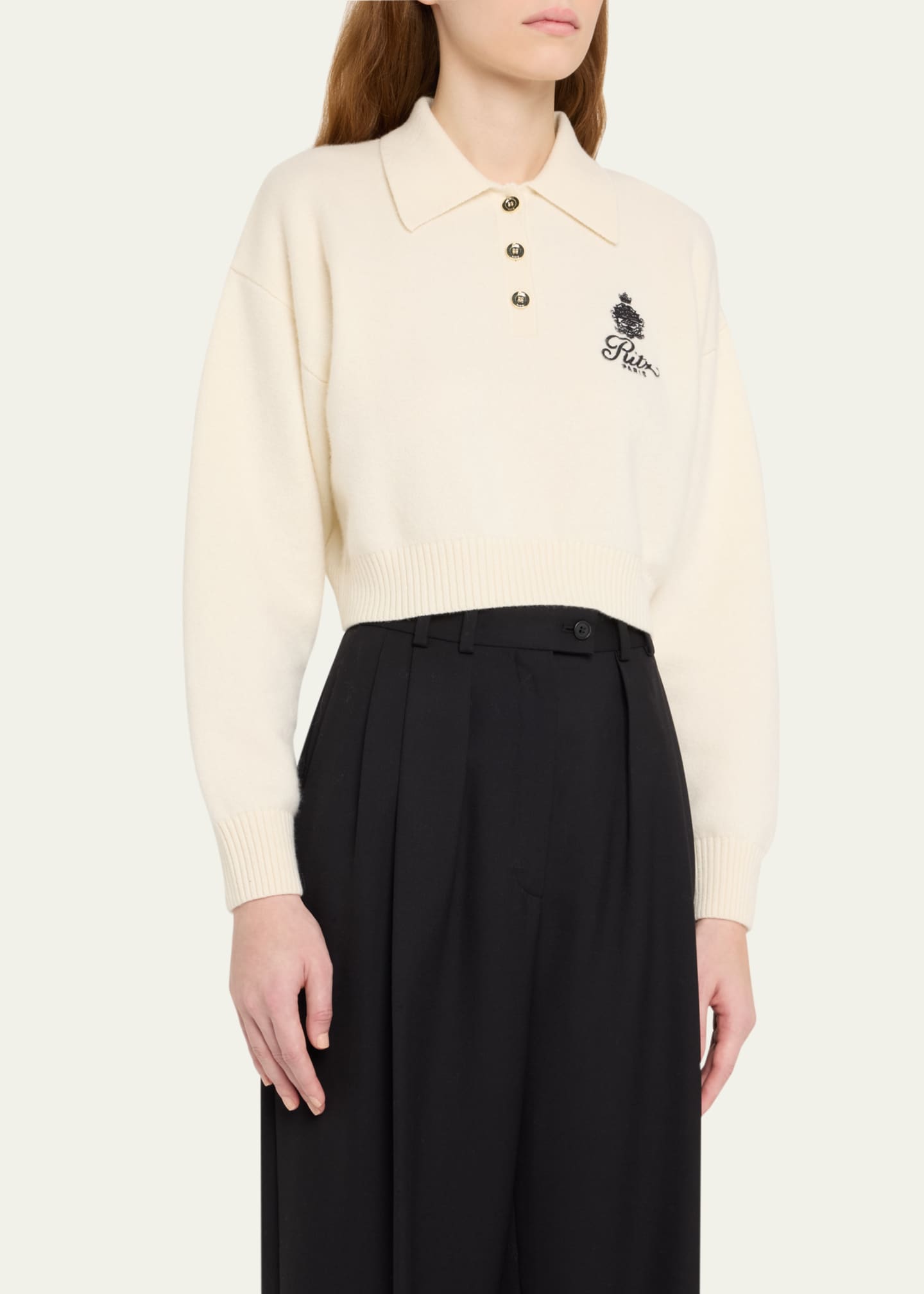 FRAME FRAME x Ritz Paris Crest Cashmere Polo Sweater - Bergdorf Goodman