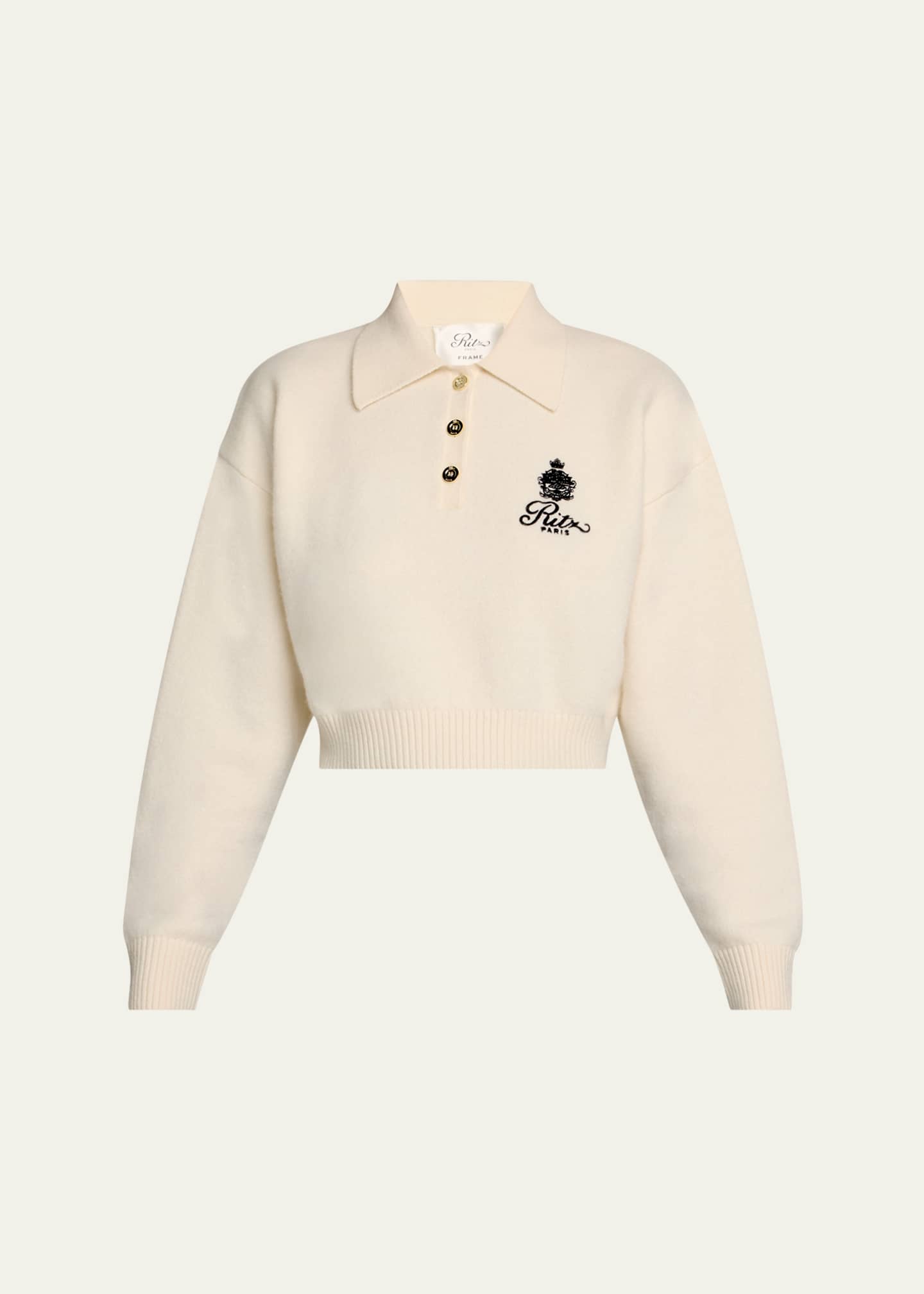 FRAME FRAME x Ritz Paris Crest Cashmere Polo Sweater - Bergdorf Goodman