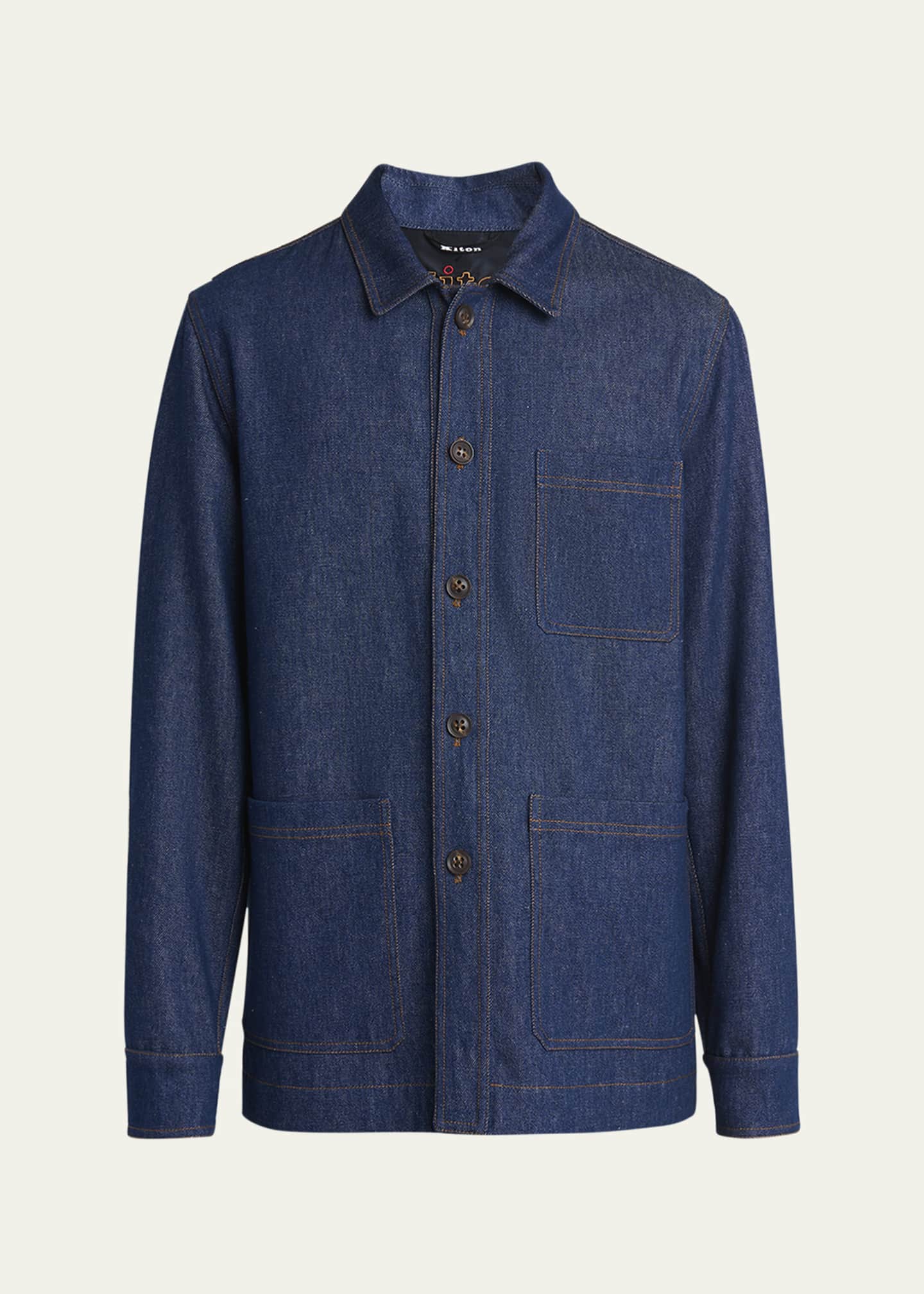 Kiton Men's Denim Workshirt - Bergdorf Goodman