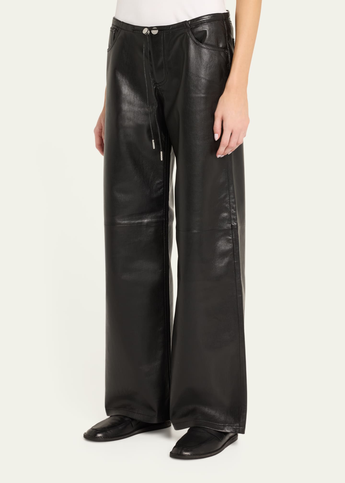 Still Here Cool Low-Rise Leather Jeans - Bergdorf Goodman