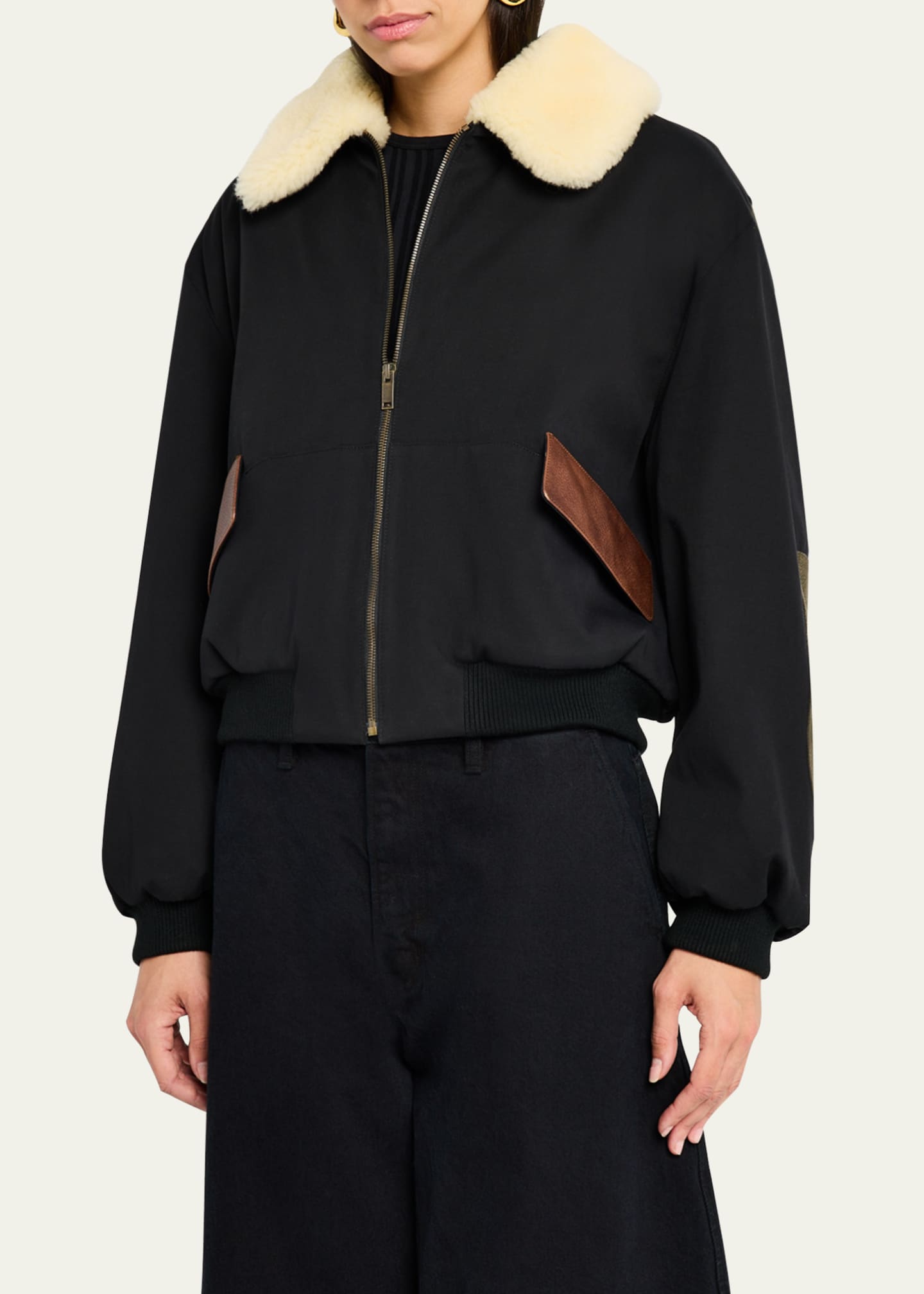 FRAME Mixed Leather Bomber Jacket - Bergdorf Goodman