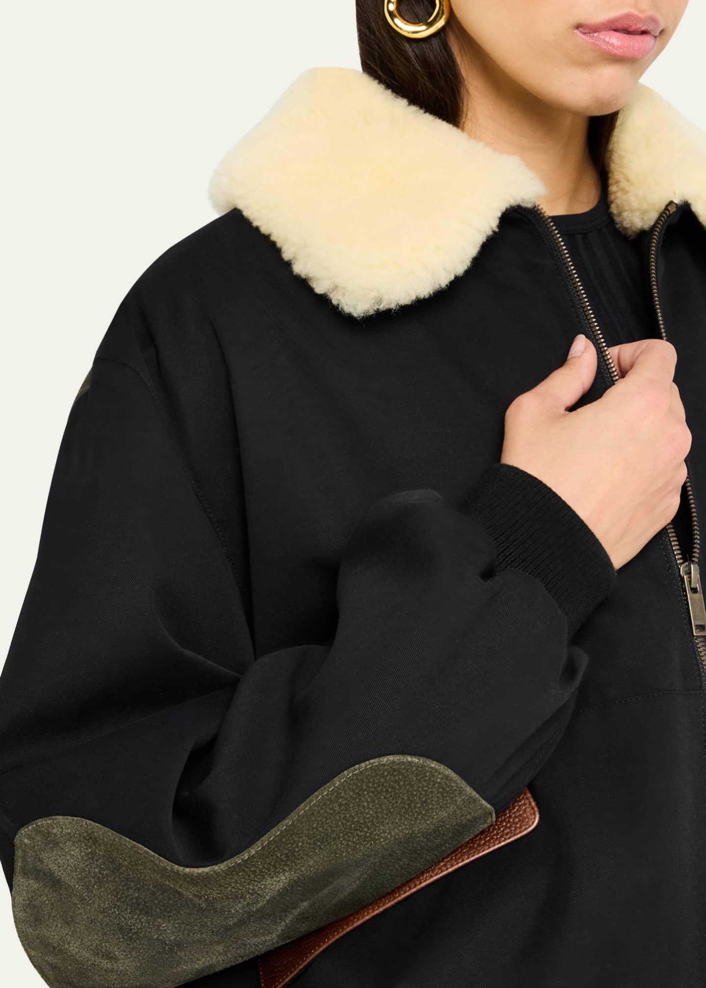 FRAME Mixed Leather Bomber Jacket - Bergdorf Goodman