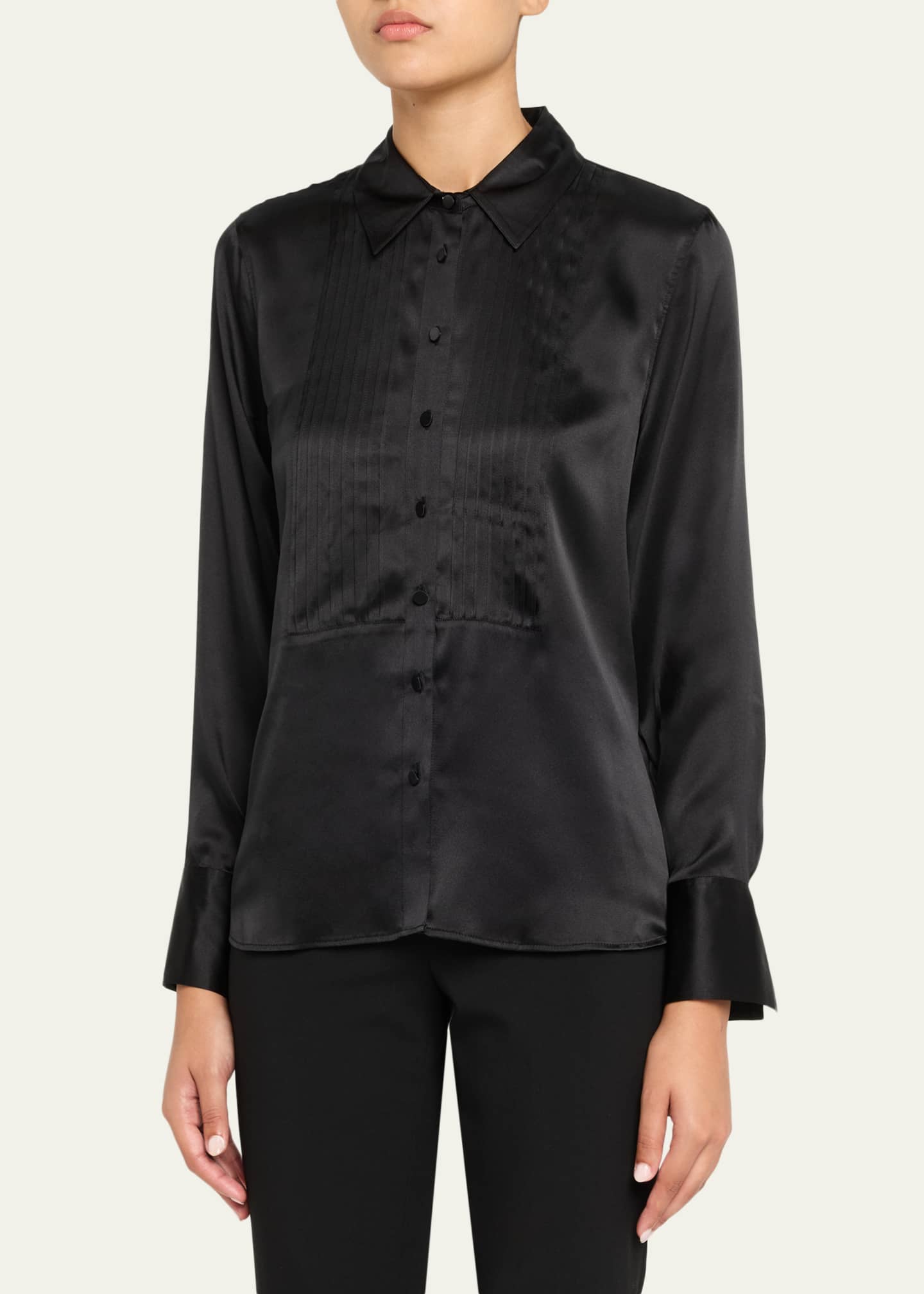 L'Agence Divya Pintuck Tux Shirt - Bergdorf Goodman