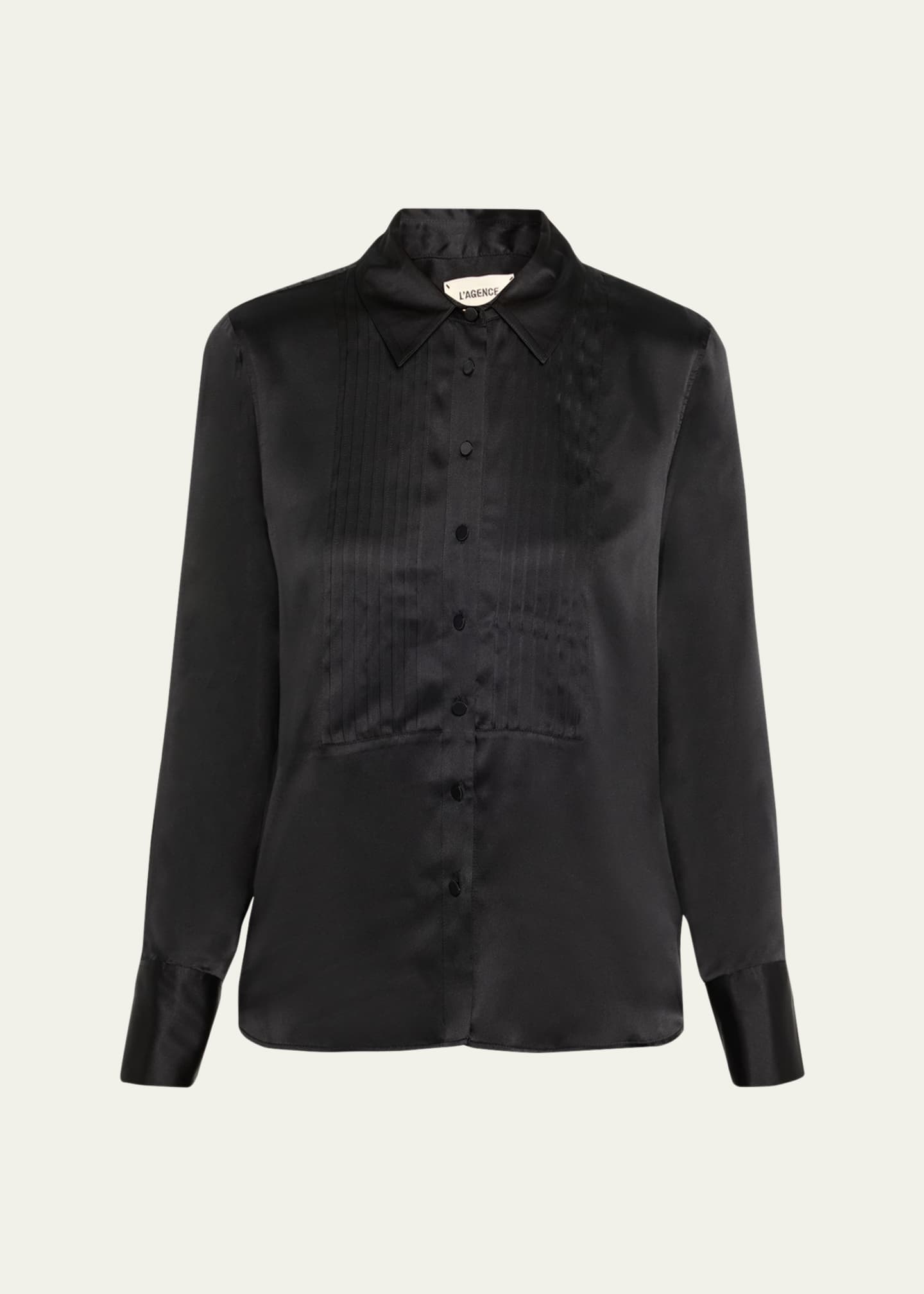 L'Agence Divya Pintuck Tux Shirt - Bergdorf Goodman
