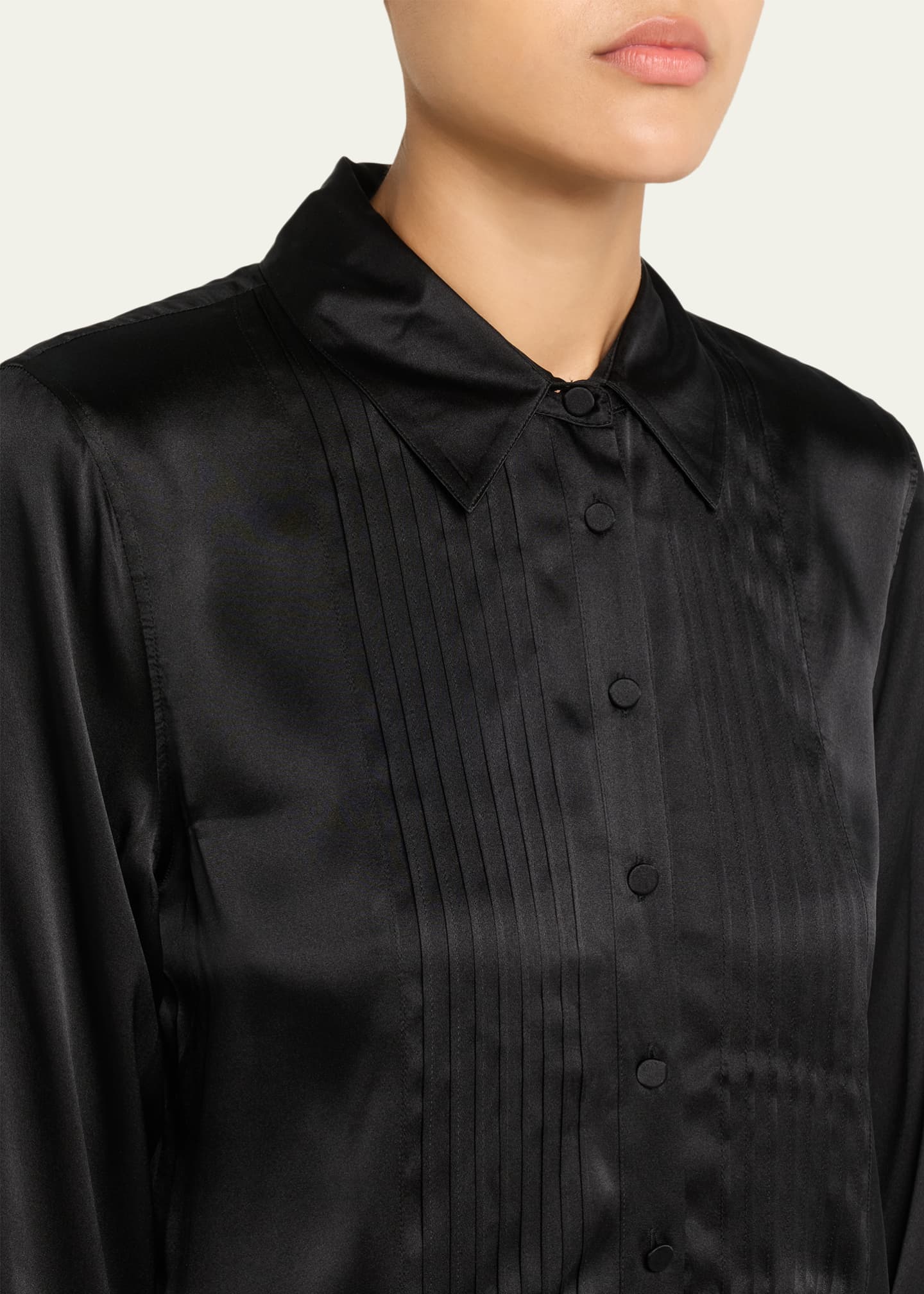 L'Agence Divya Pintuck Tux Shirt - Bergdorf Goodman