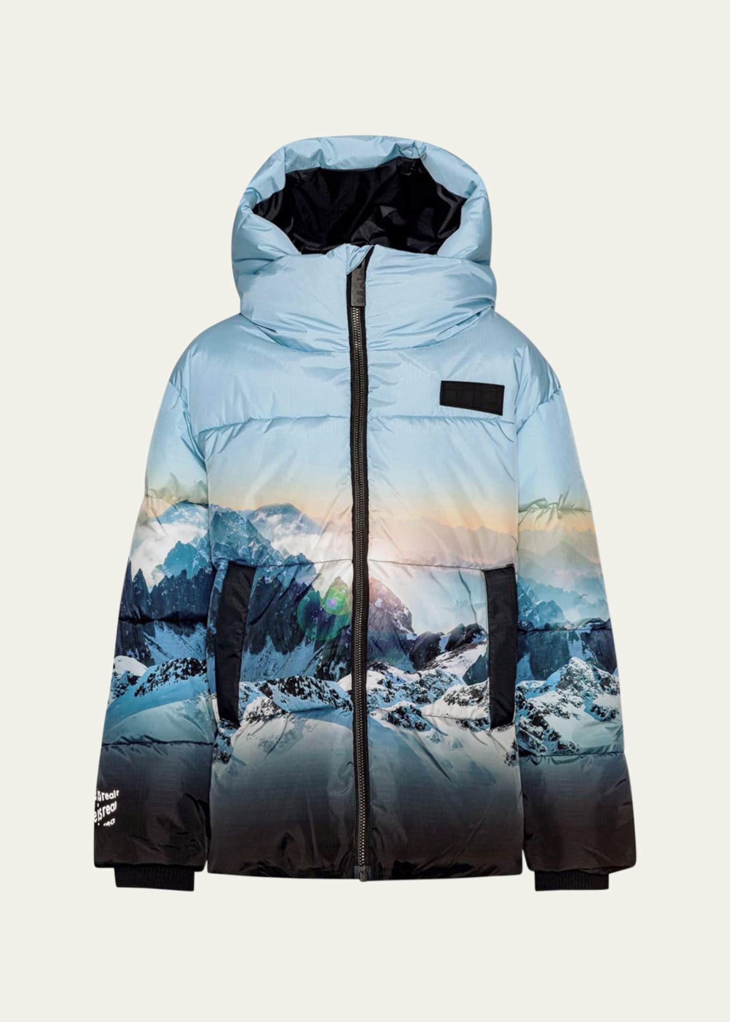 Molo Boy's Halo Mountain-Print Puffer Jacket, Size 8-16 - Bergdorf Goodman