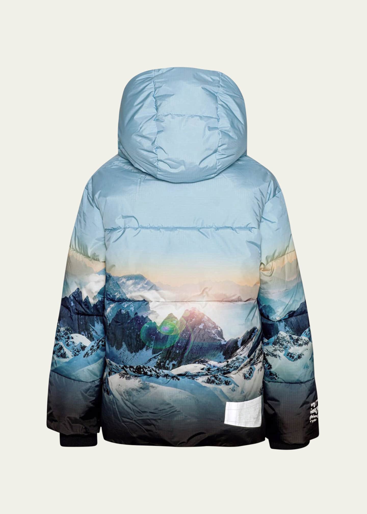 Molo Boy's Halo Mountain-Print Puffer Jacket, Size 4-7 - Bergdorf Goodman