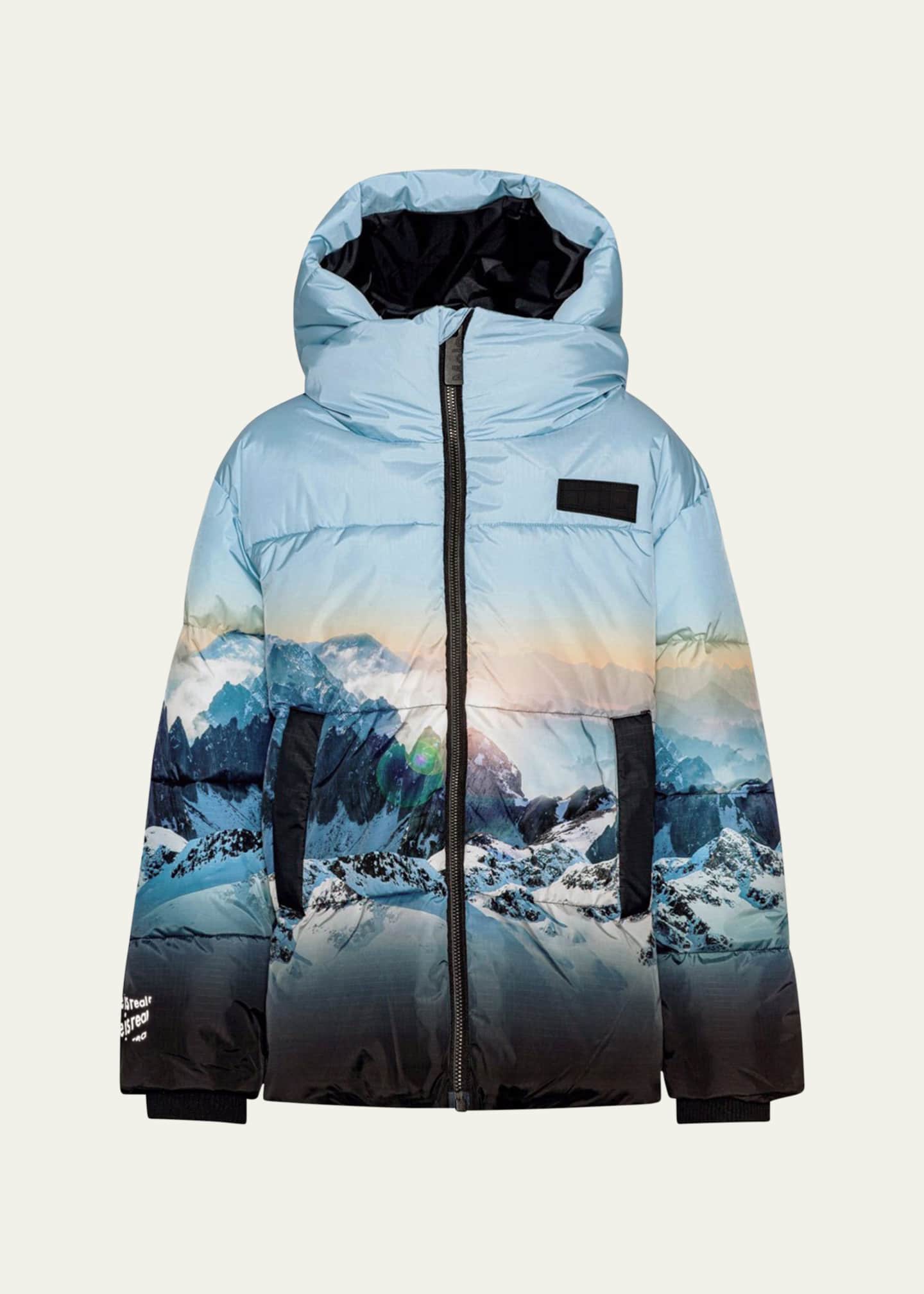 Molo Boy's Halo Mountain-Print Puffer Jacket, Size 4-7 - Bergdorf Goodman