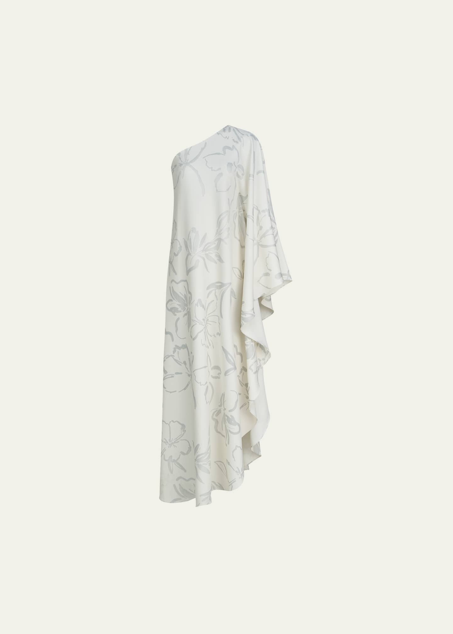 Halston Nevean One-Shoulder Foil Crepe Caftan - Bergdorf Goodman