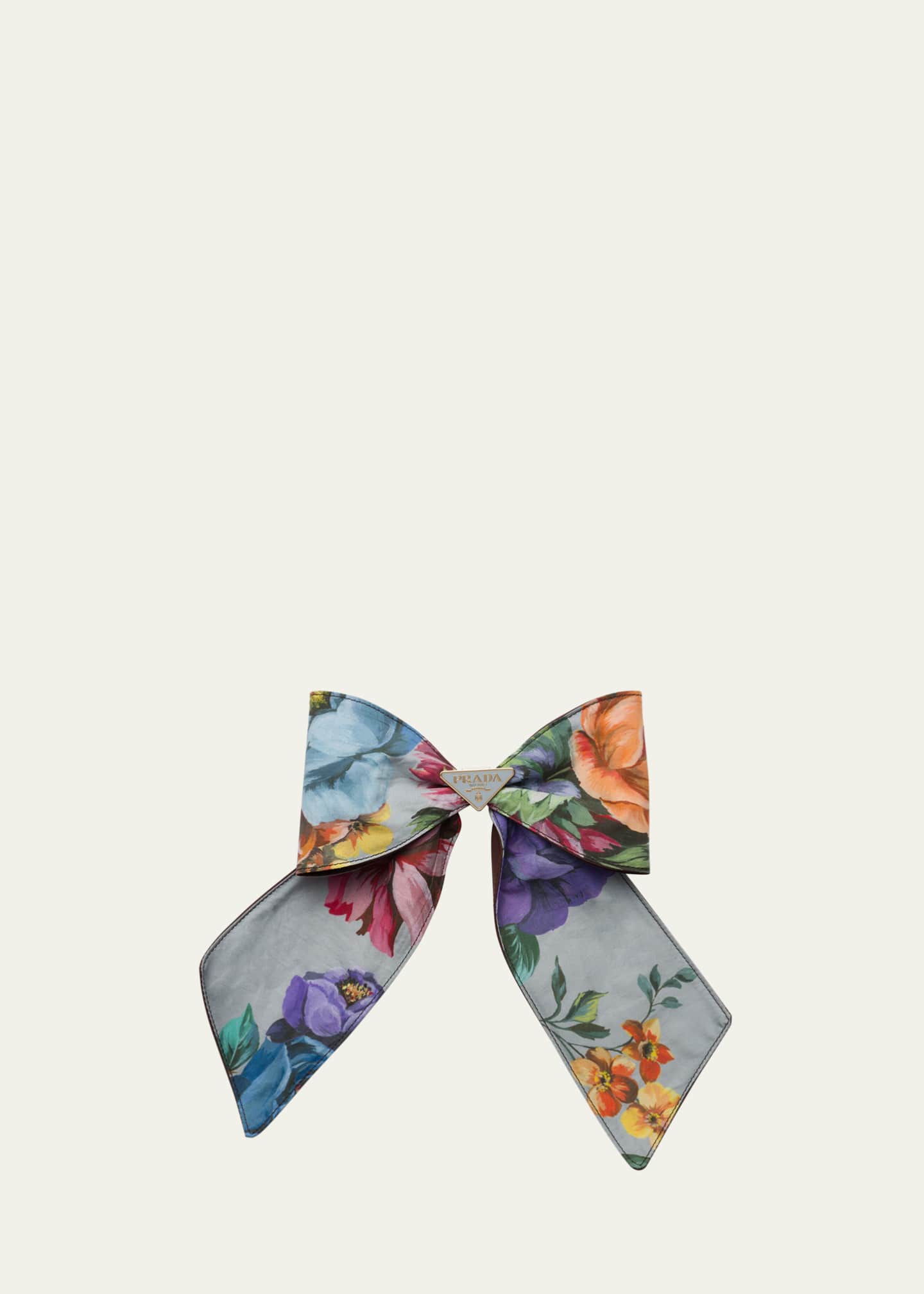 Prada Triangle Logo Floral Hair Bow - Bergdorf Goodman