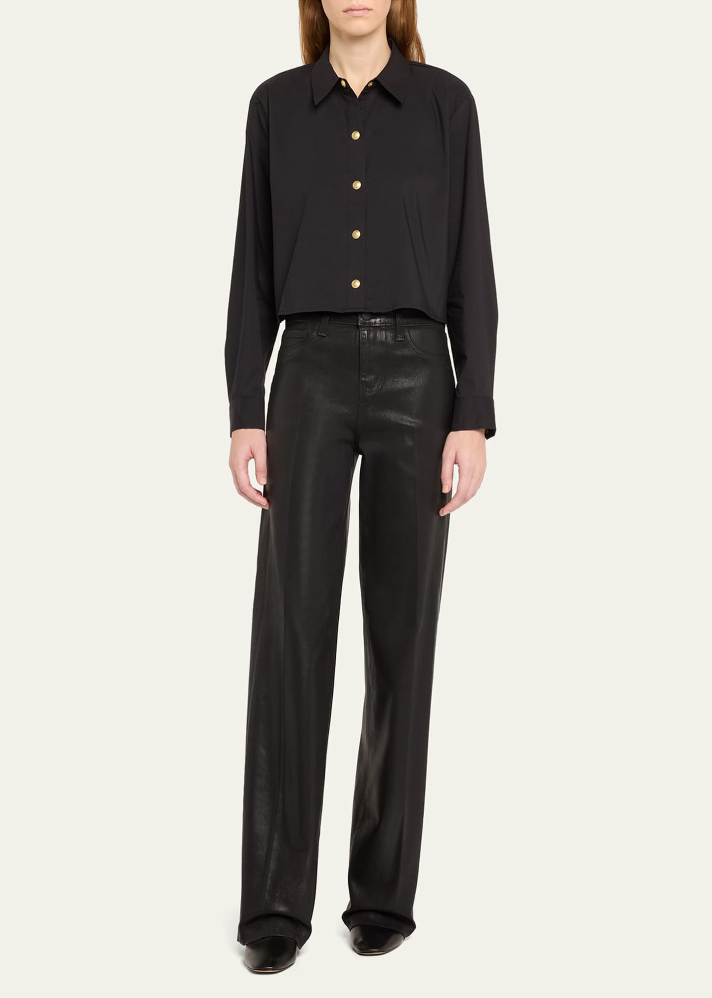 L'Agence Cosette Cropped High-Low Shirt - Bergdorf Goodman