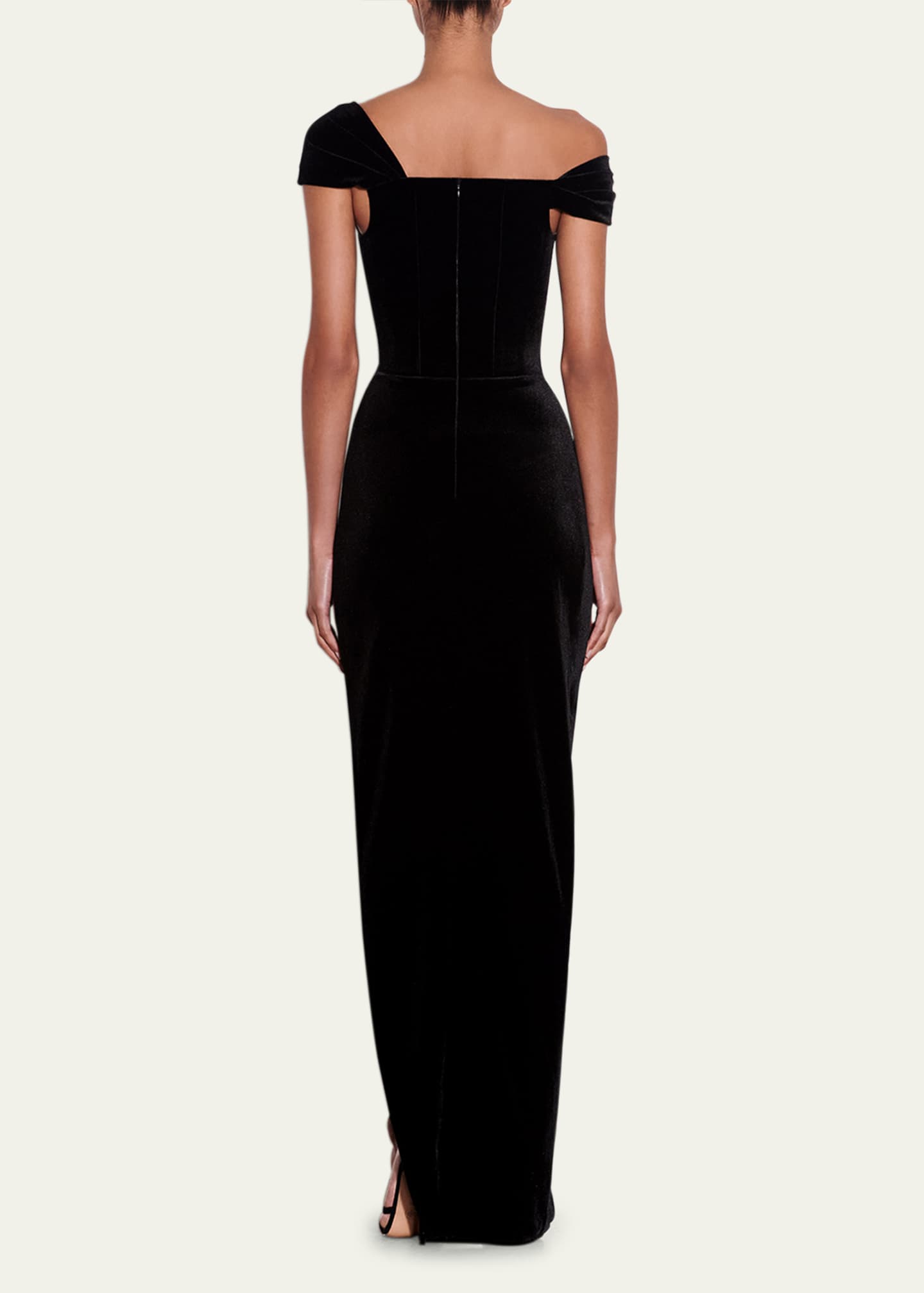 Alex Perry Velvet Off-Shoulder Corset Drape Front Gown - Bergdorf Goodman