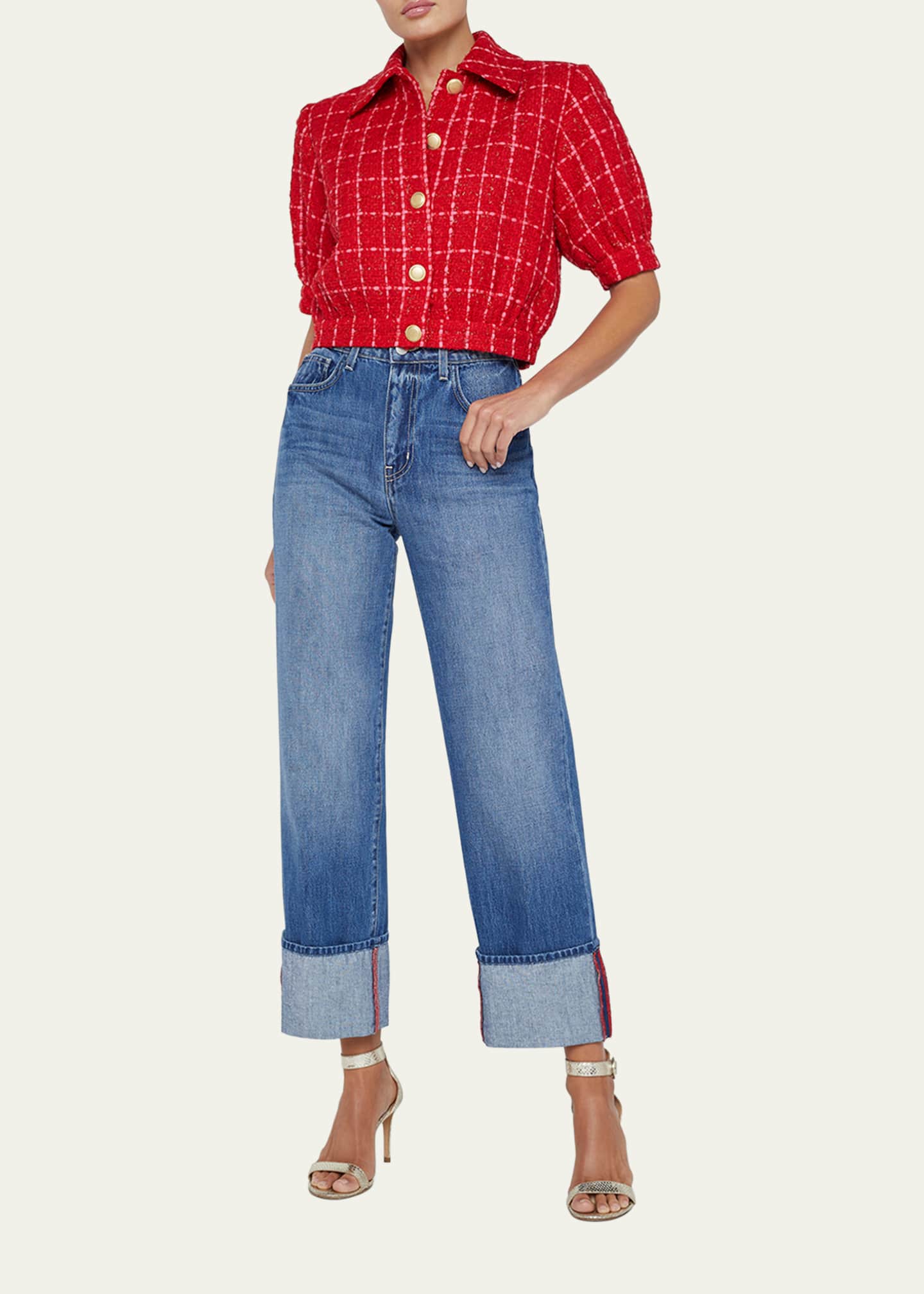 L'Agence Leighton Ultra High-Rise Cuffed Stovepipe Jeans - Bergdorf Goodman