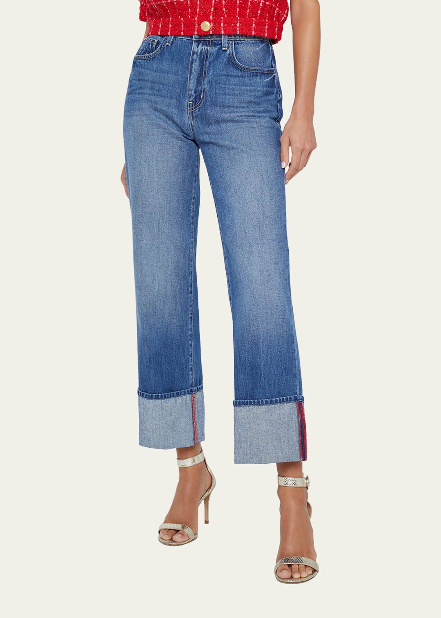 L'Agence Leighton Ultra High-Rise Cuffed Stovepipe Jeans - Bergdorf Goodman