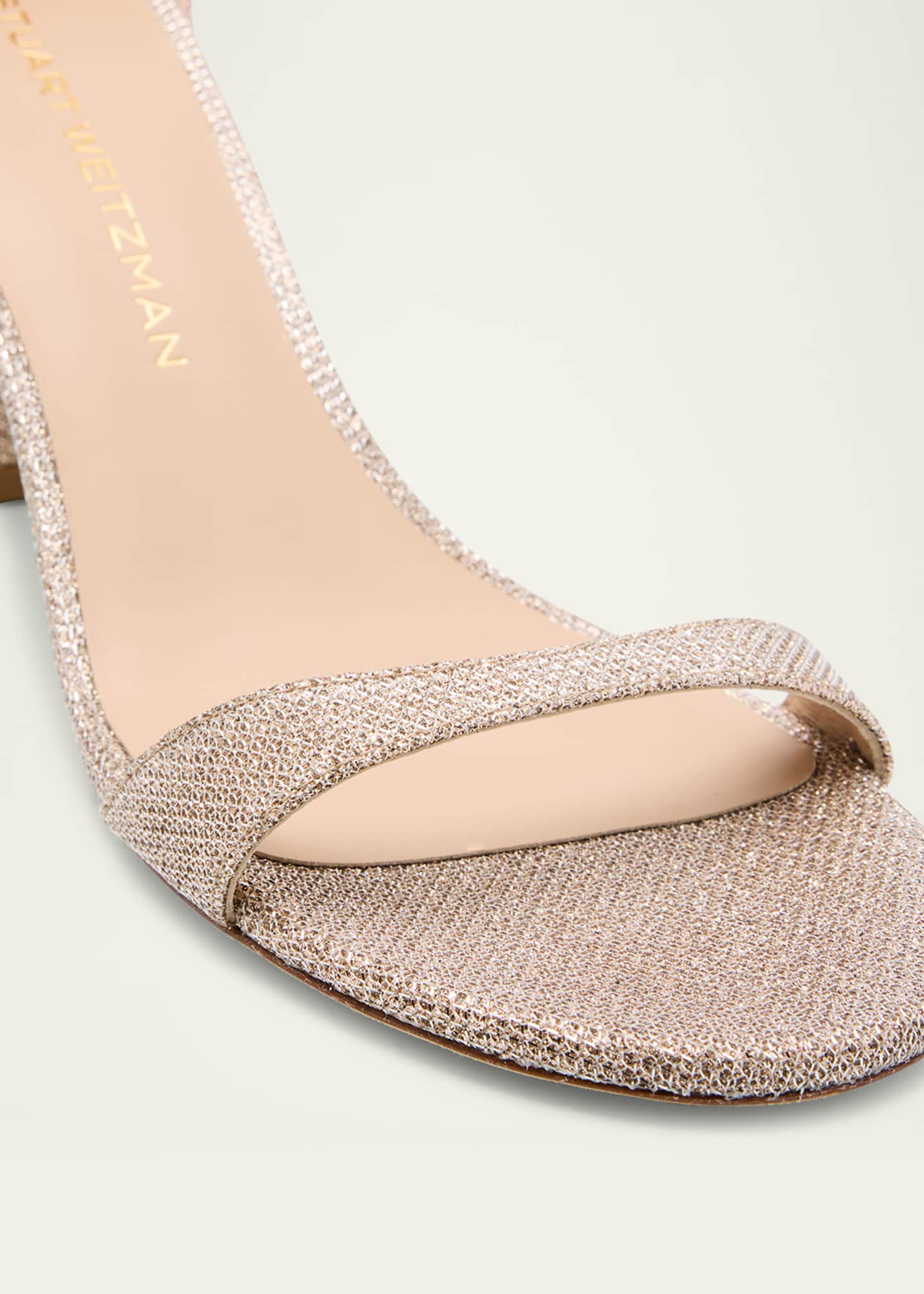 Stuart Weitzman Nudist 75mm Metallic Block Sandals - Bergdorf Goodman