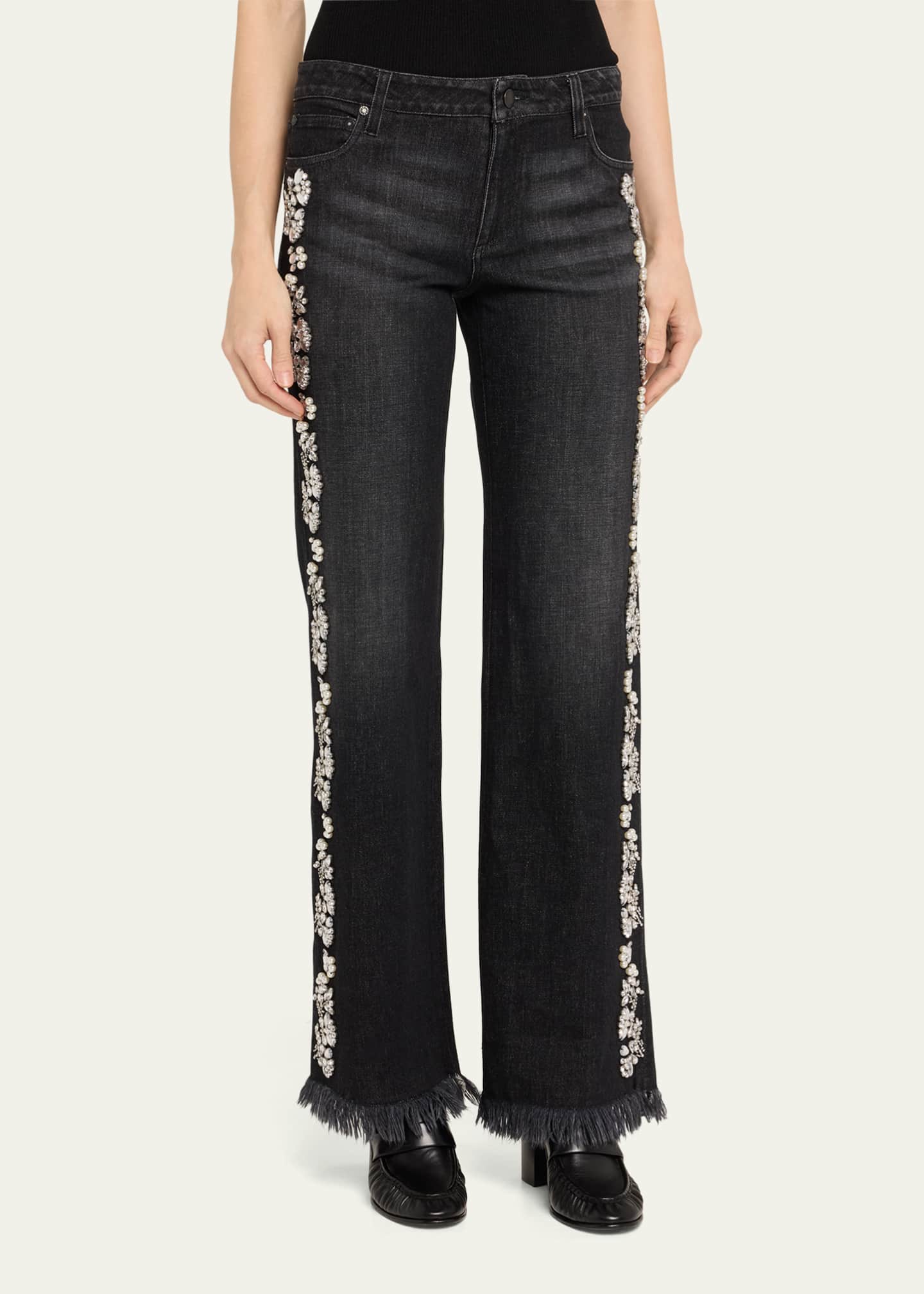 Alice + Olivia Roxie Embellished Straight-Leg Jeans - Bergdorf Goodman