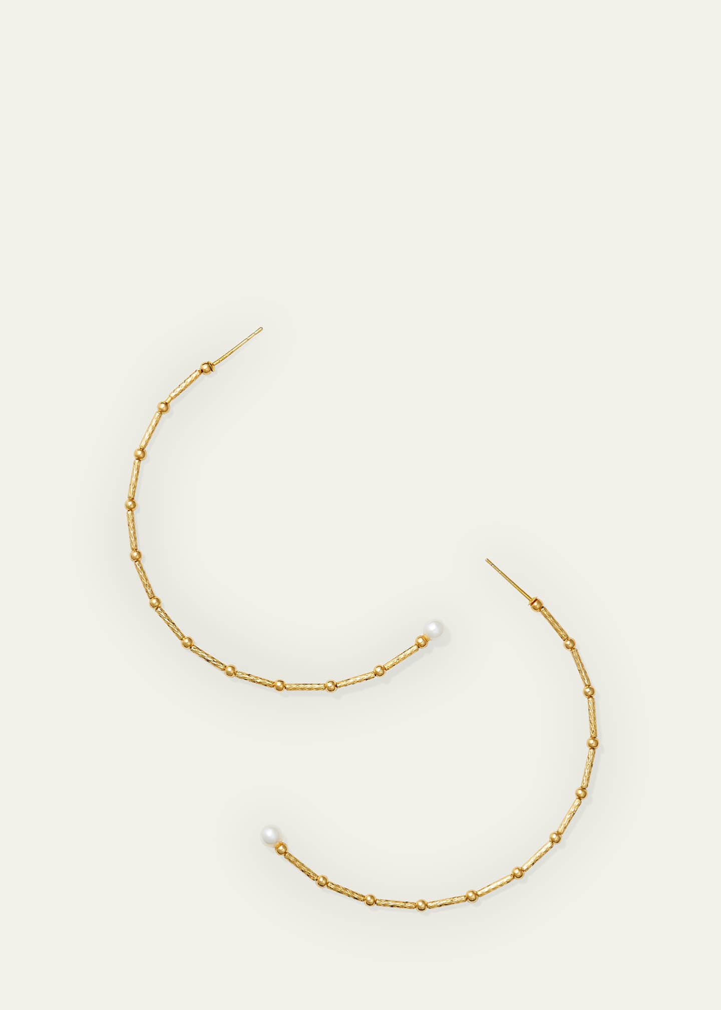 ATLAS LOVE 18K Yellow Gold Sakura Prism Small Pearl Hoop Earrings ...