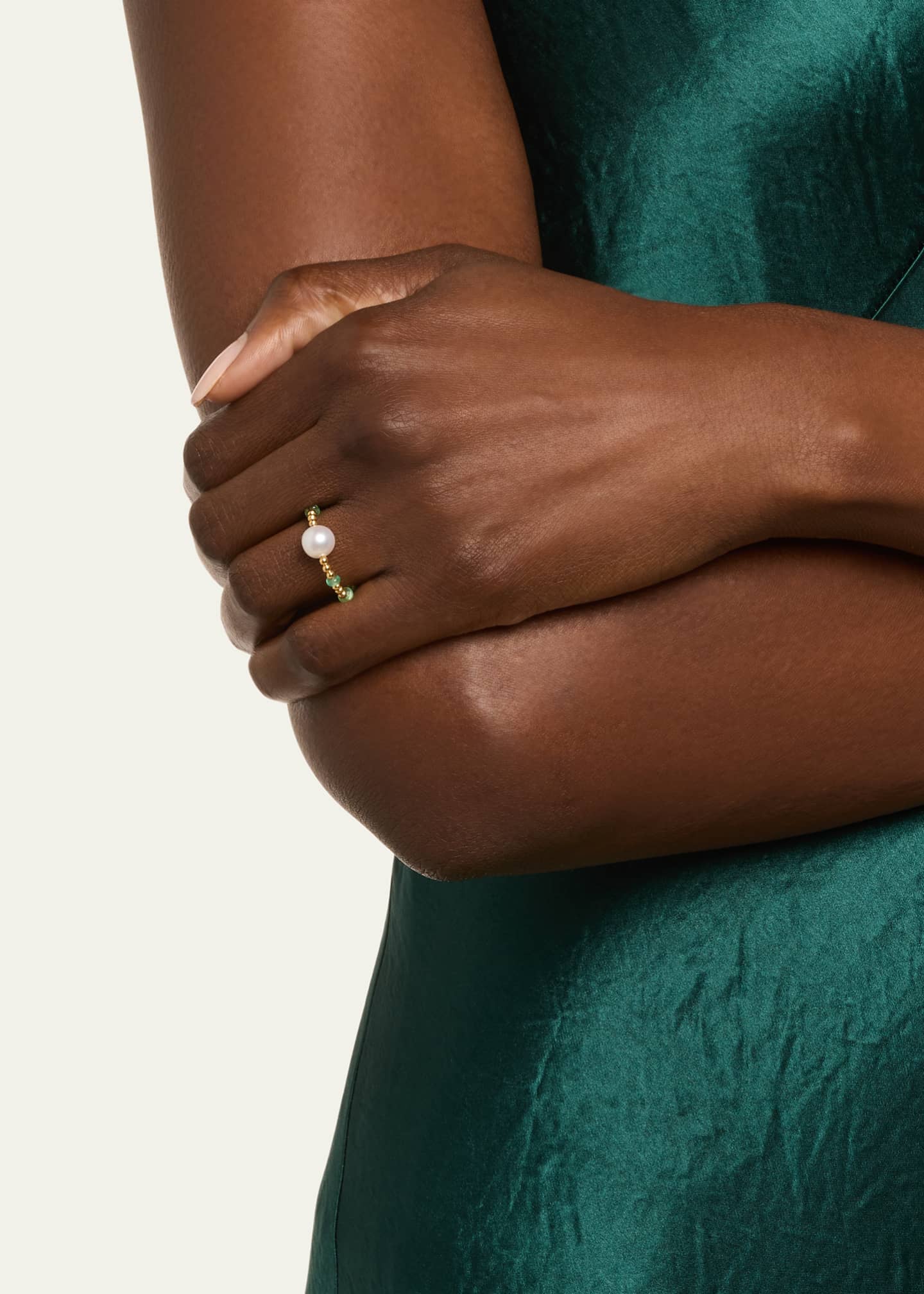 ATLAS LOVE 18K Yellow Gold Aurogen Pearl and Emerald Ring - Bergdorf ...