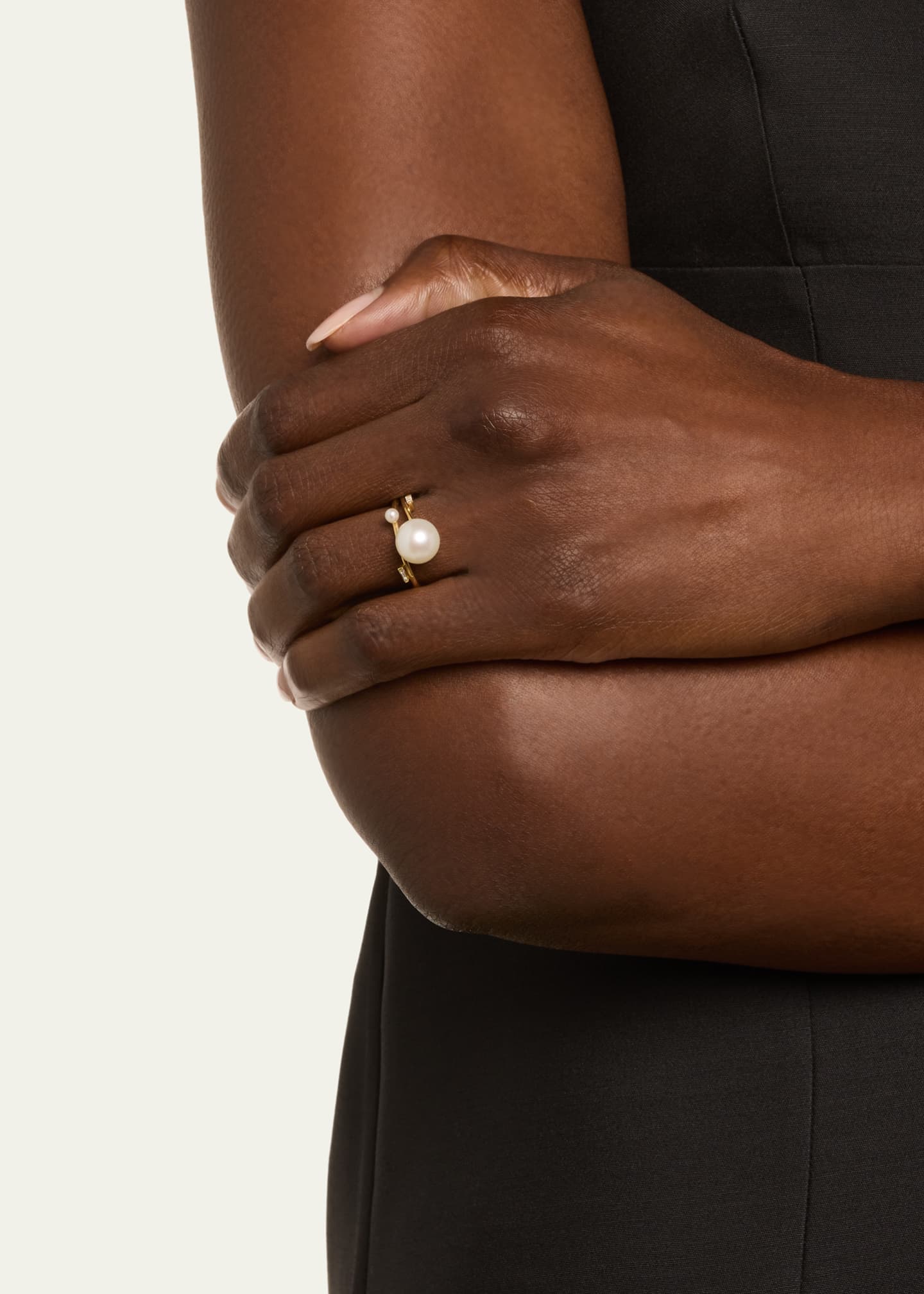 ATLAS LOVE 18K Yellow Gold Orbit Pearl Diamond Ring - Bergdorf Goodman