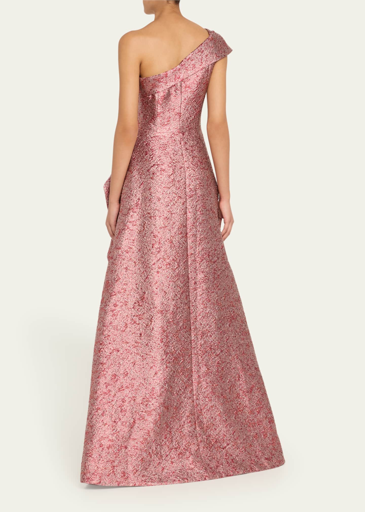 Rickie Freeman for Teri Jon One-Shoulder Metallic Jacquard Gown ...
