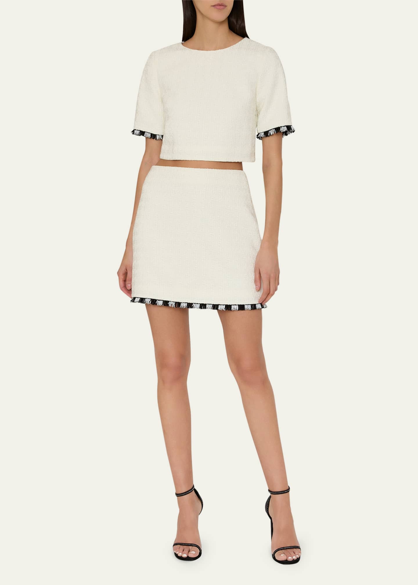 Milly Lee Bead Fringe Tweed Crop Top - Bergdorf Goodman