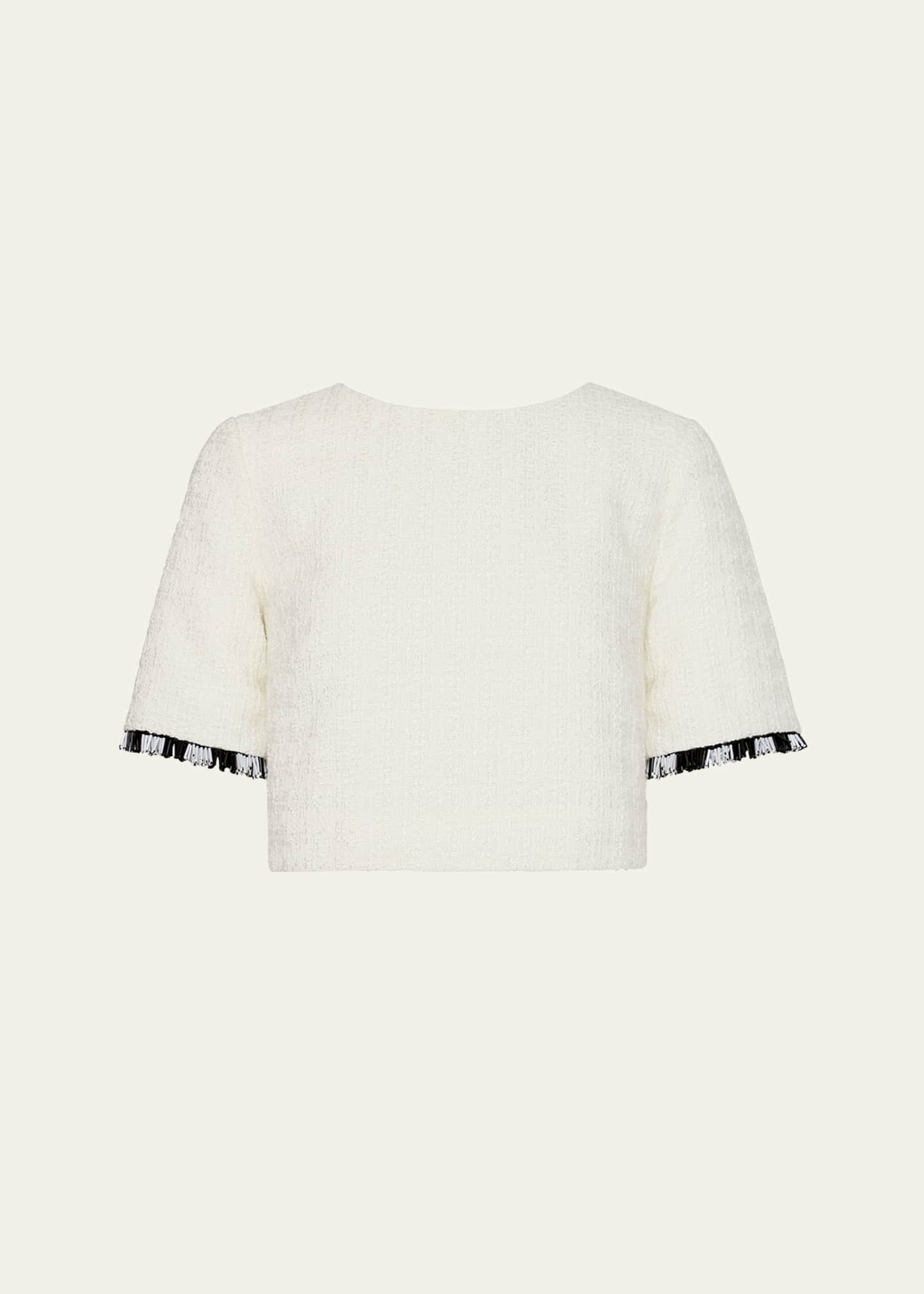 Milly Lee Bead Fringe Tweed Crop Top - Bergdorf Goodman