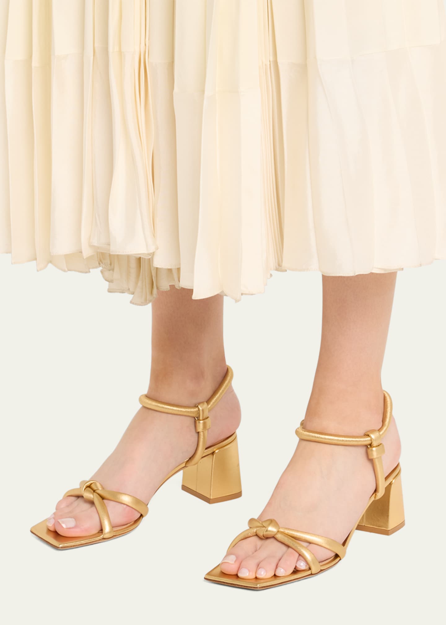 Gianvito Rossi Leather Knot Ankle-Strap Sandals - Bergdorf Goodman
