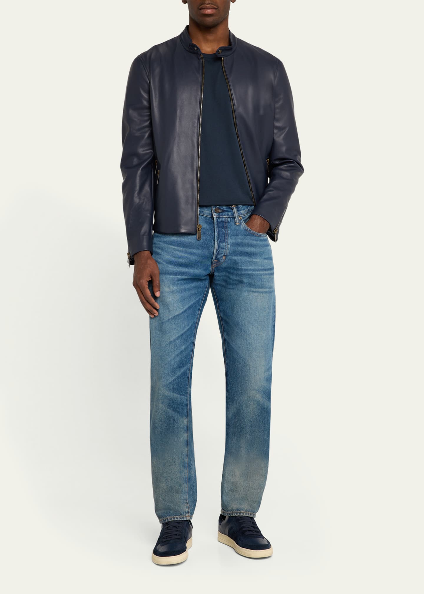 SAVAS Men's Crest Cafe Leather Racer Jacket - Bergdorf Goodman