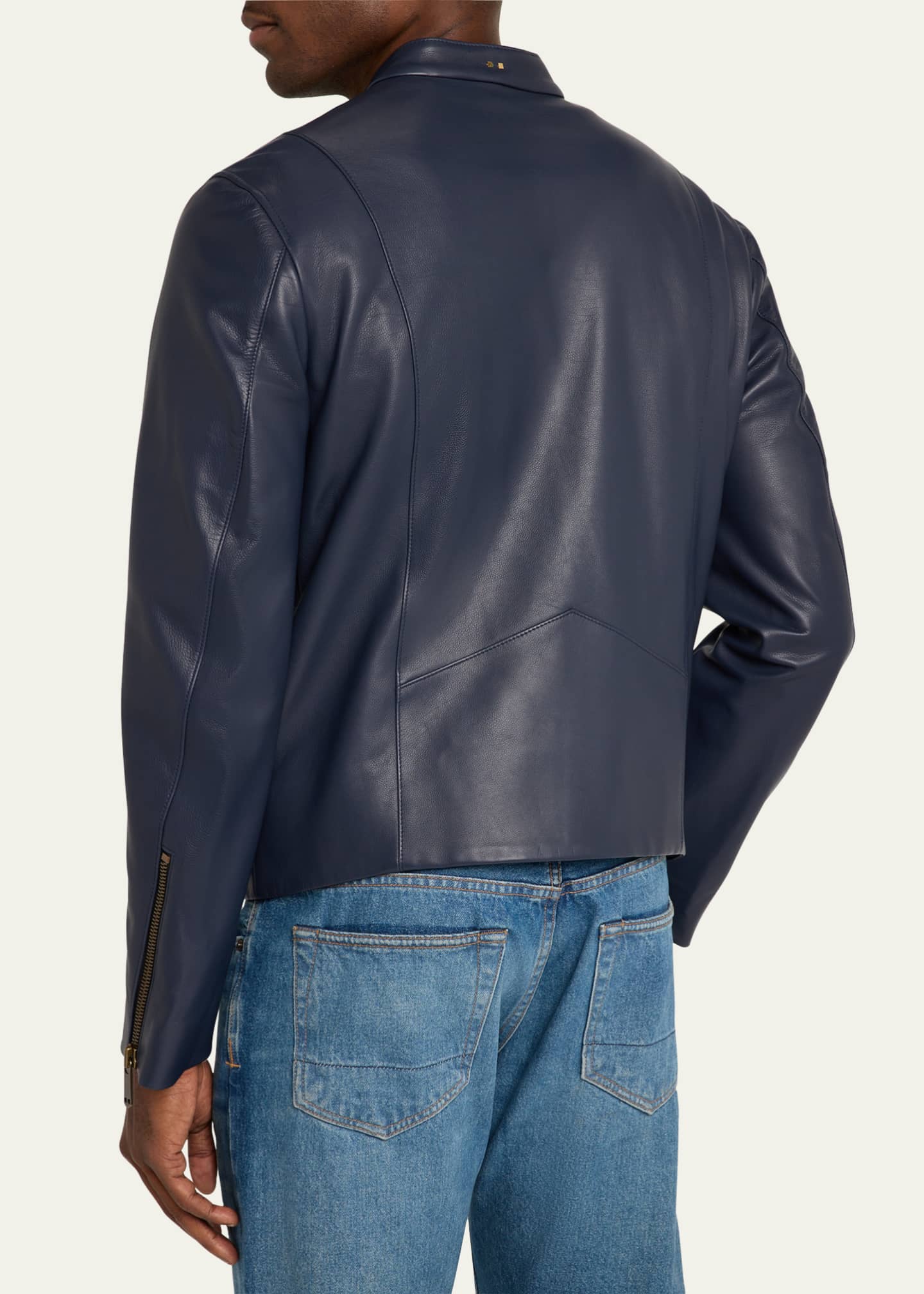 SAVAS Men's Crest Cafe Leather Racer Jacket - Bergdorf Goodman