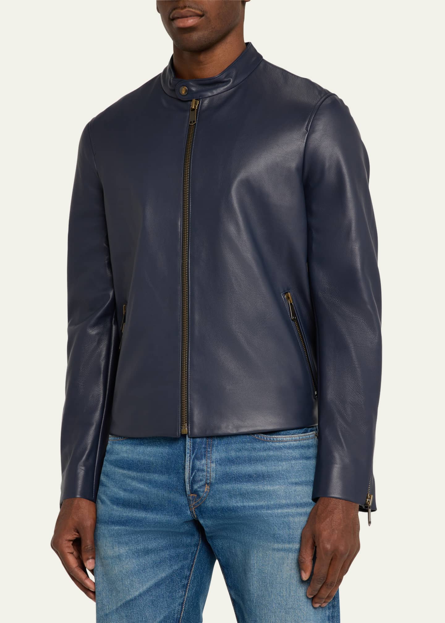 SAVAS Men's Crest Cafe Leather Racer Jacket - Bergdorf Goodman