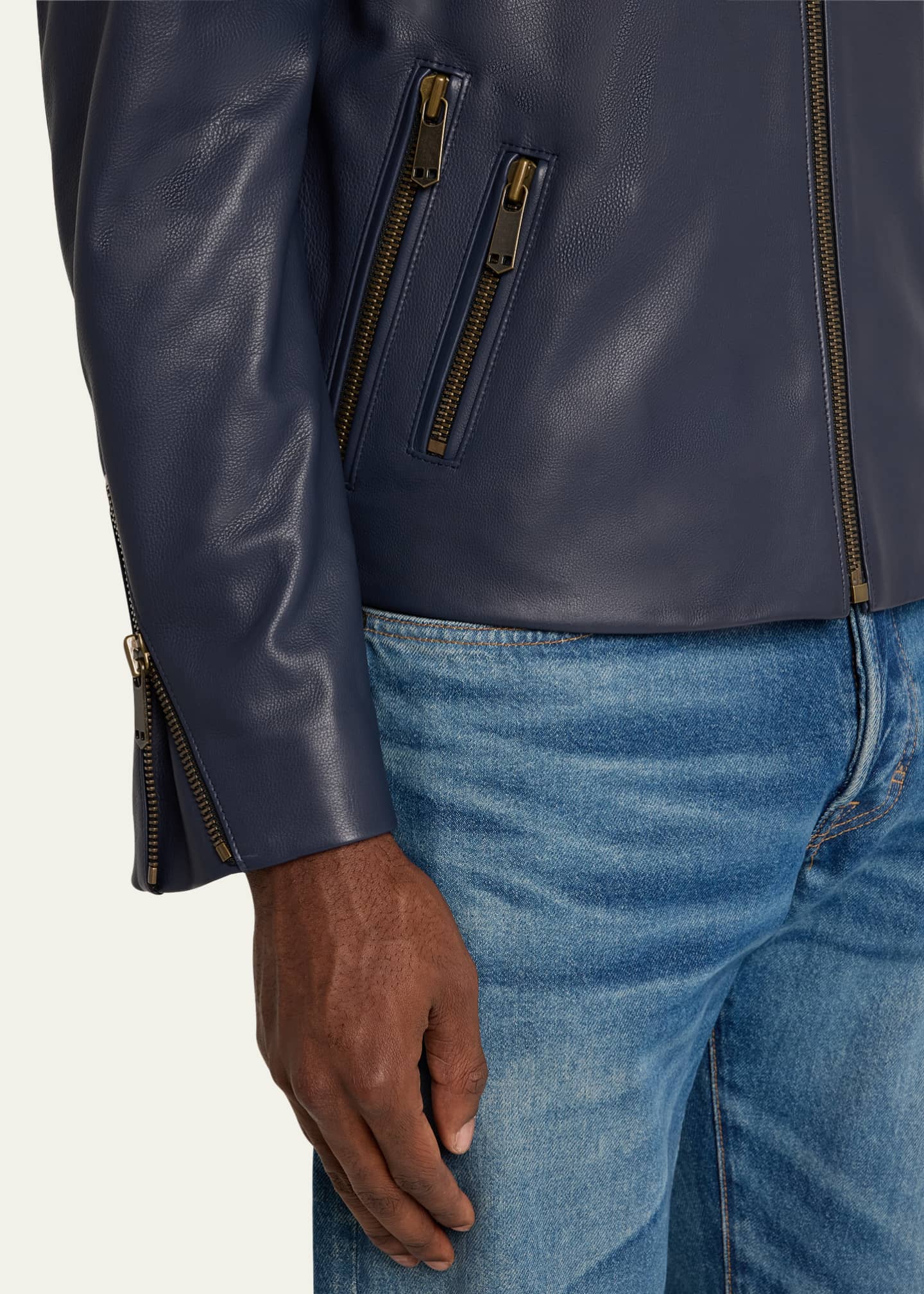 SAVAS Men's Crest Cafe Leather Racer Jacket - Bergdorf Goodman