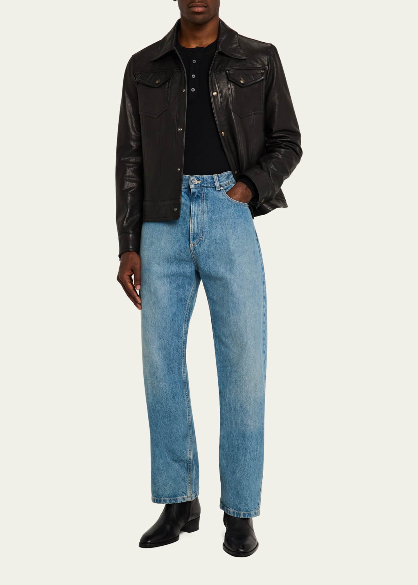 SAVAS Men's Denham Leather Trucker Jacket - Bergdorf Goodman