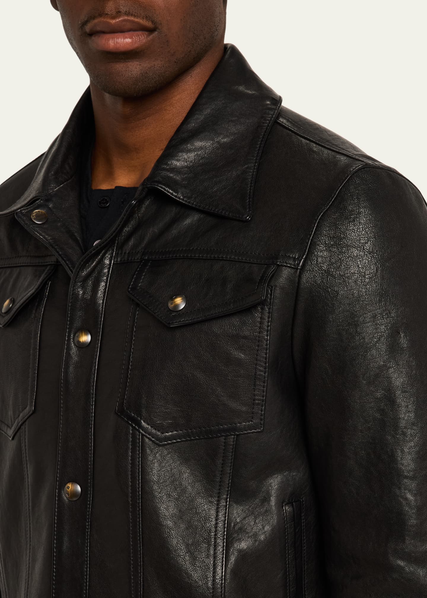 SAVAS Men's Denham Leather Trucker Jacket - Bergdorf Goodman