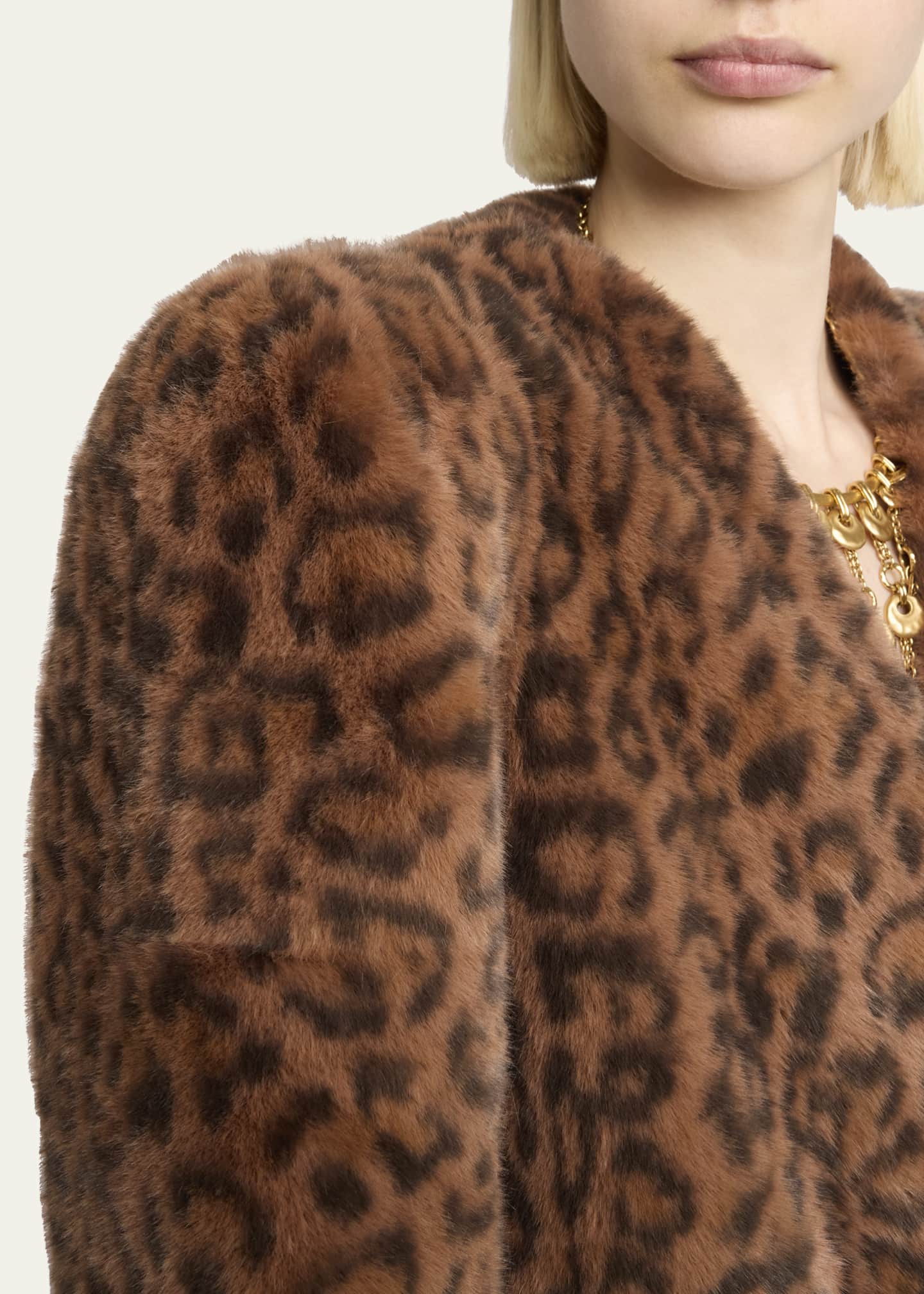 Chloe Leopard-Print Faux-Fur Puff-Sleeve Coat - Bergdorf Goodman