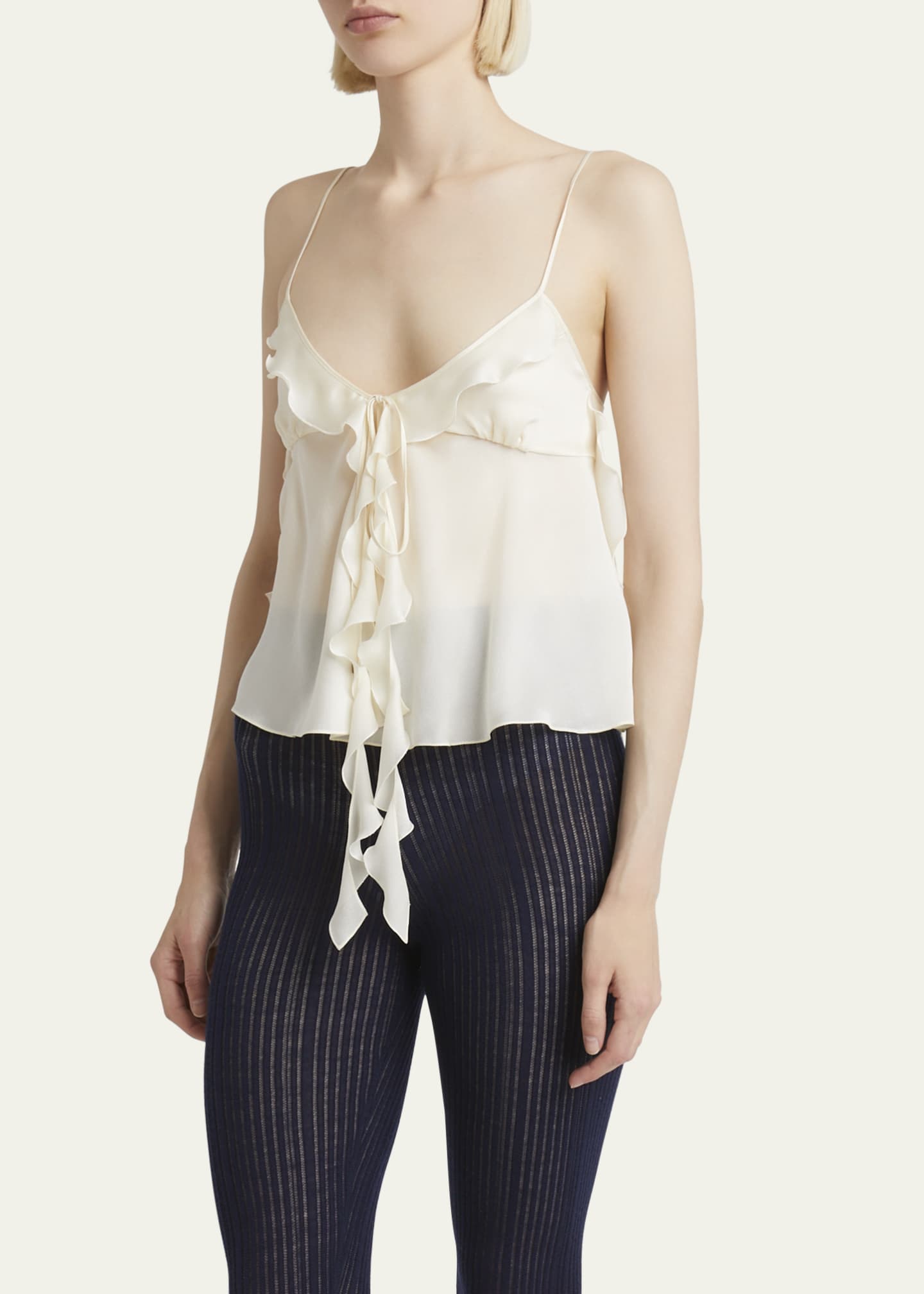 Chloe Ruffle Satin Silk Top - Bergdorf Goodman