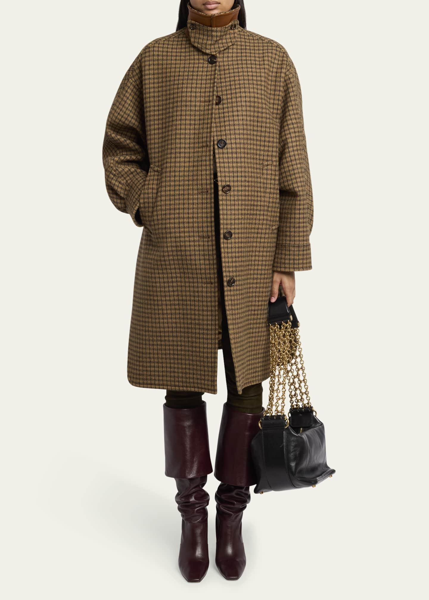 Chloe Plaid Single-Breasted Long Coat - Bergdorf Goodman