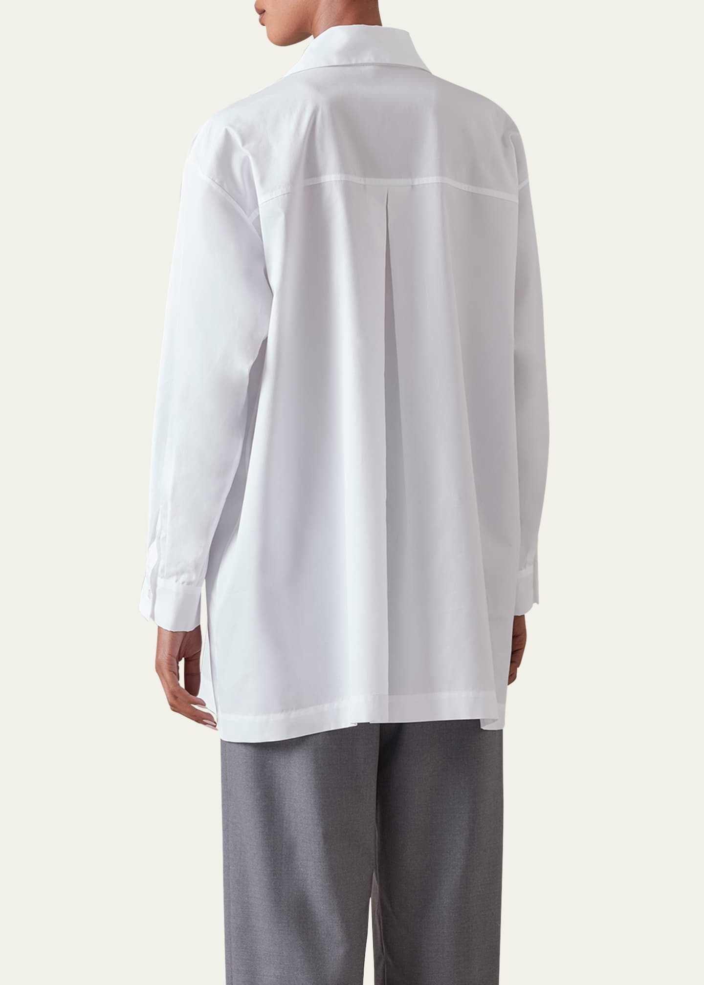 Eskandar Slim A-line Back Pleat Shirt With Collar (Long Plus Length ...