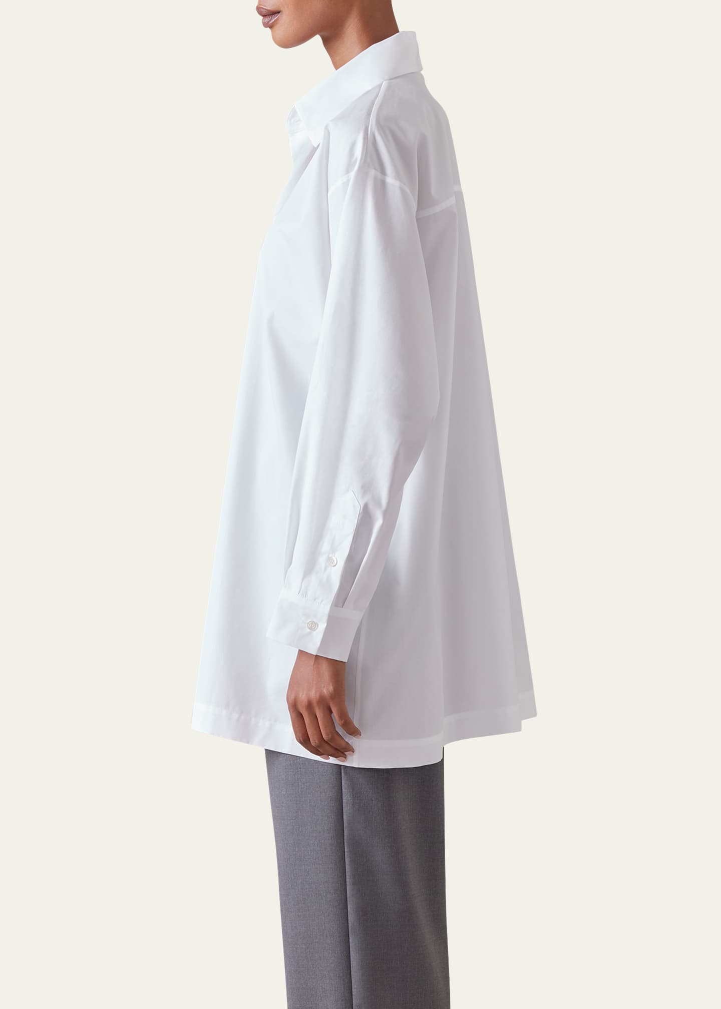 Eskandar Slim A-line Back Pleat Shirt With Collar (Long Plus Length ...