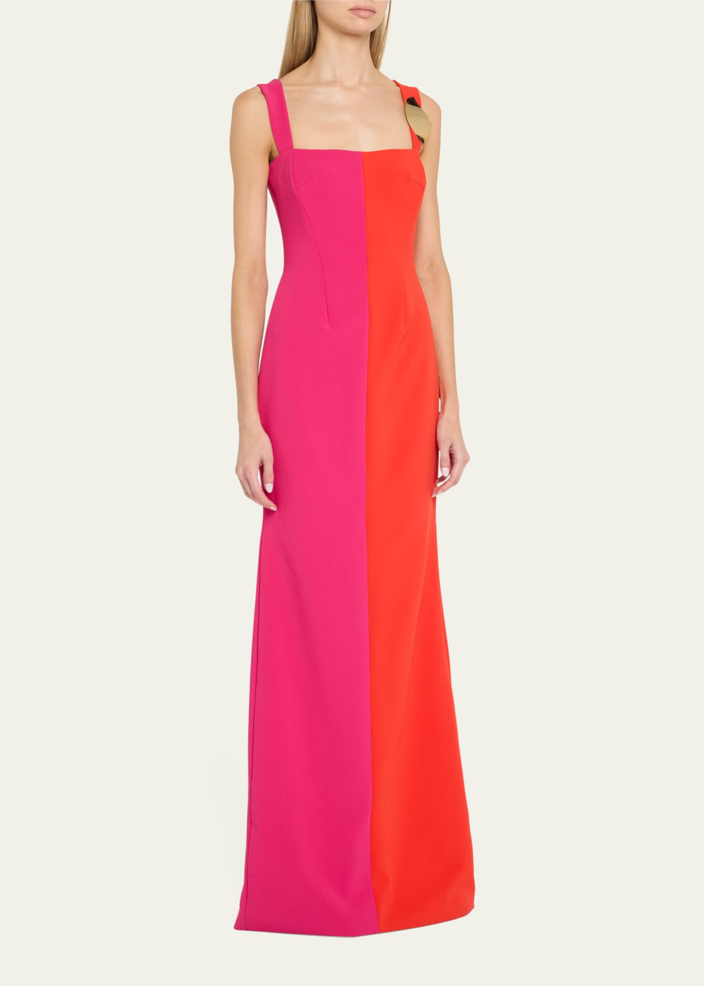 HARBISON Khroma Colorblock Square-Neck Gown - Bergdorf Goodman