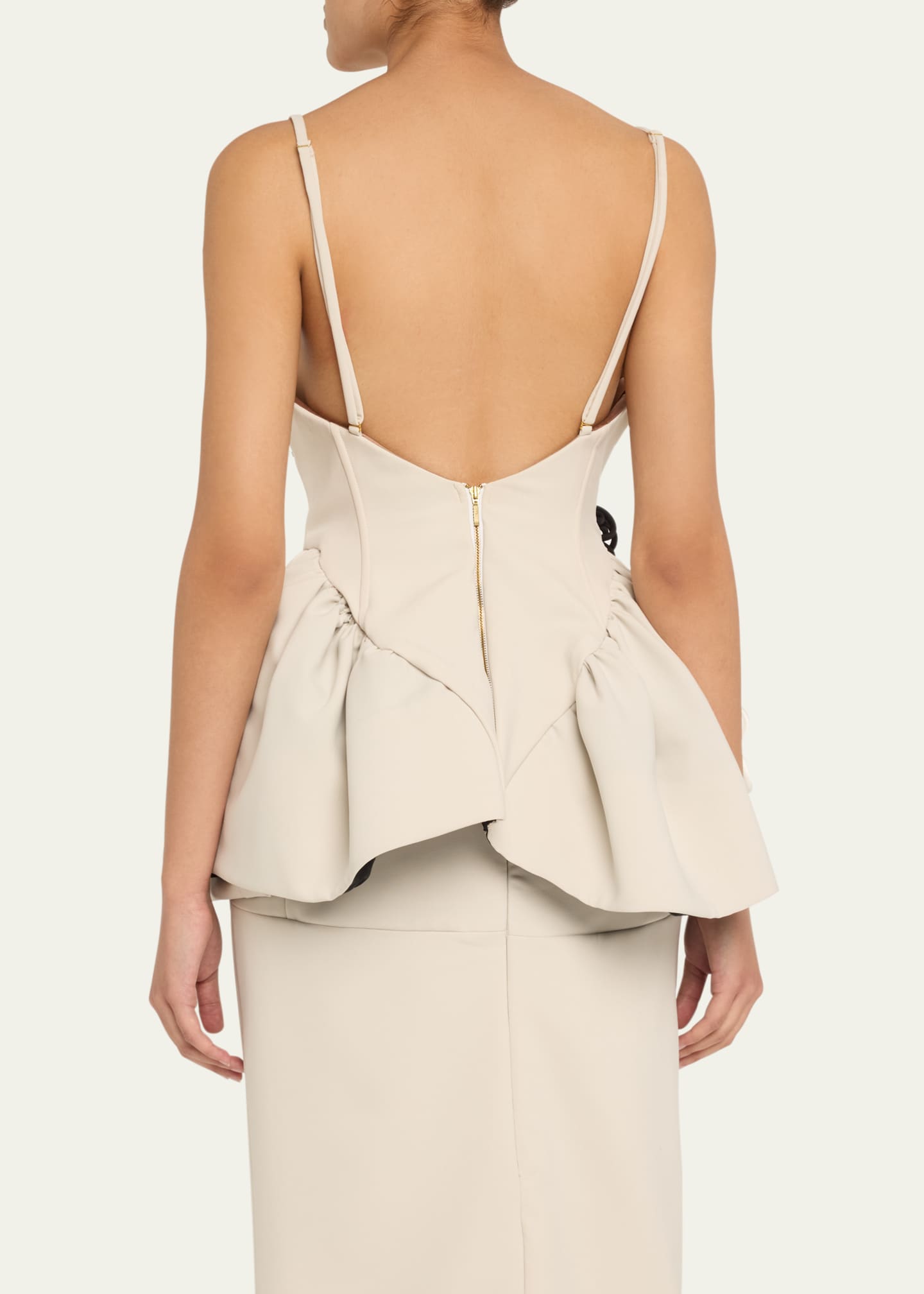 HARBISON Flora Cyclone Flower Applique Peplum Top - Bergdorf Goodman