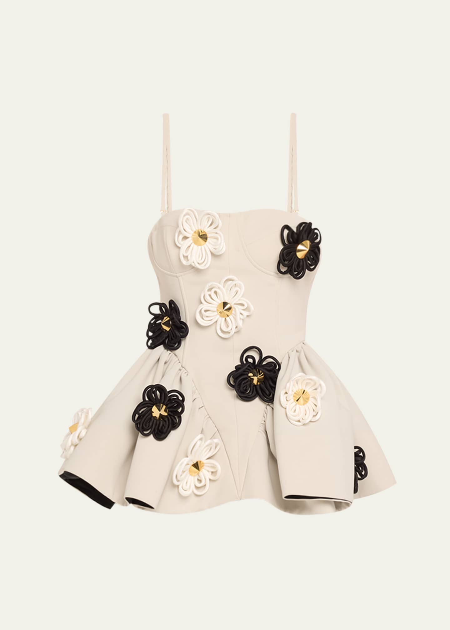 HARBISON Flora Cyclone Flower Applique Peplum Top - Bergdorf Goodman